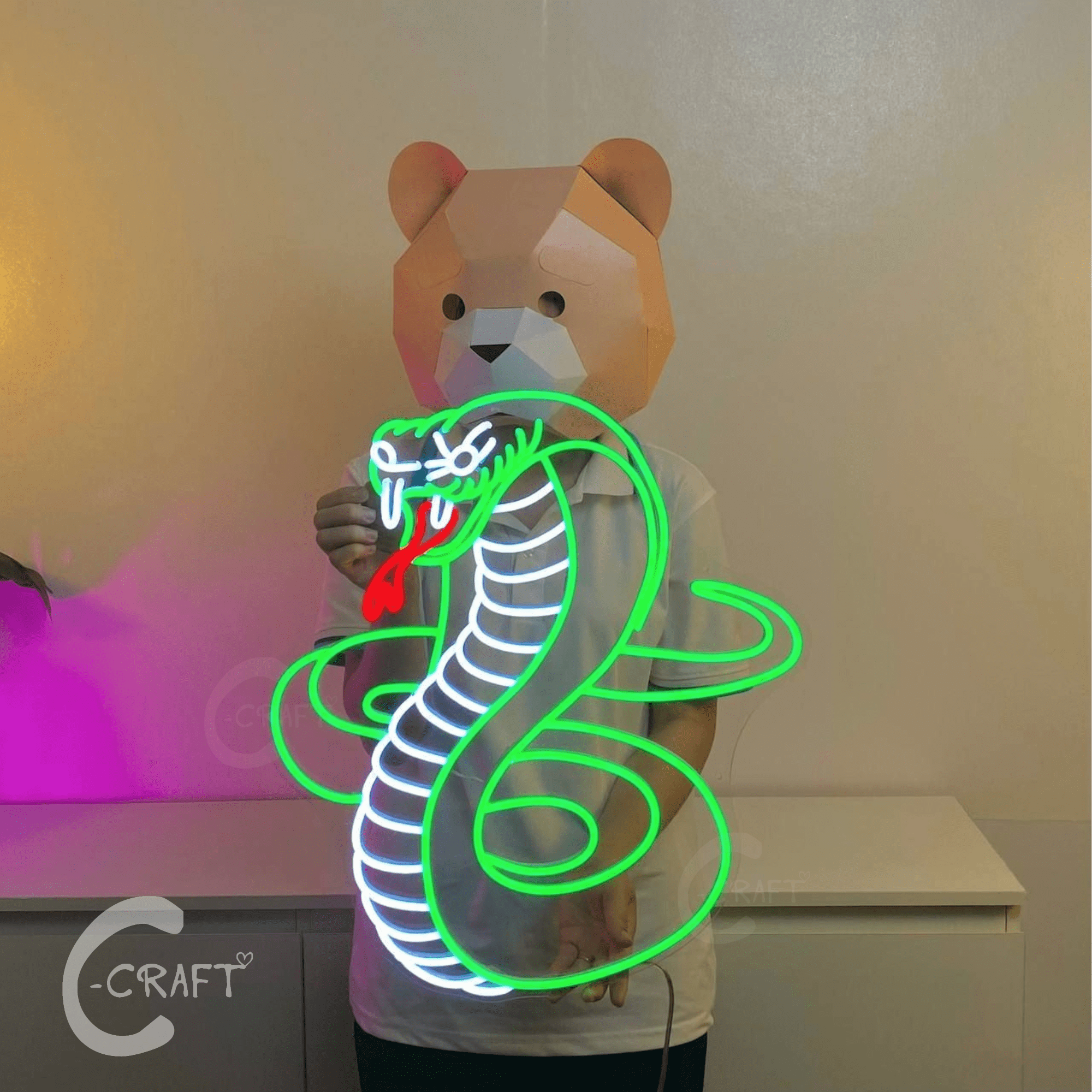 C-CRAFT Snake Neon Sign Led Light Up 40 inch for Bar Pub Wall Art Decor ...