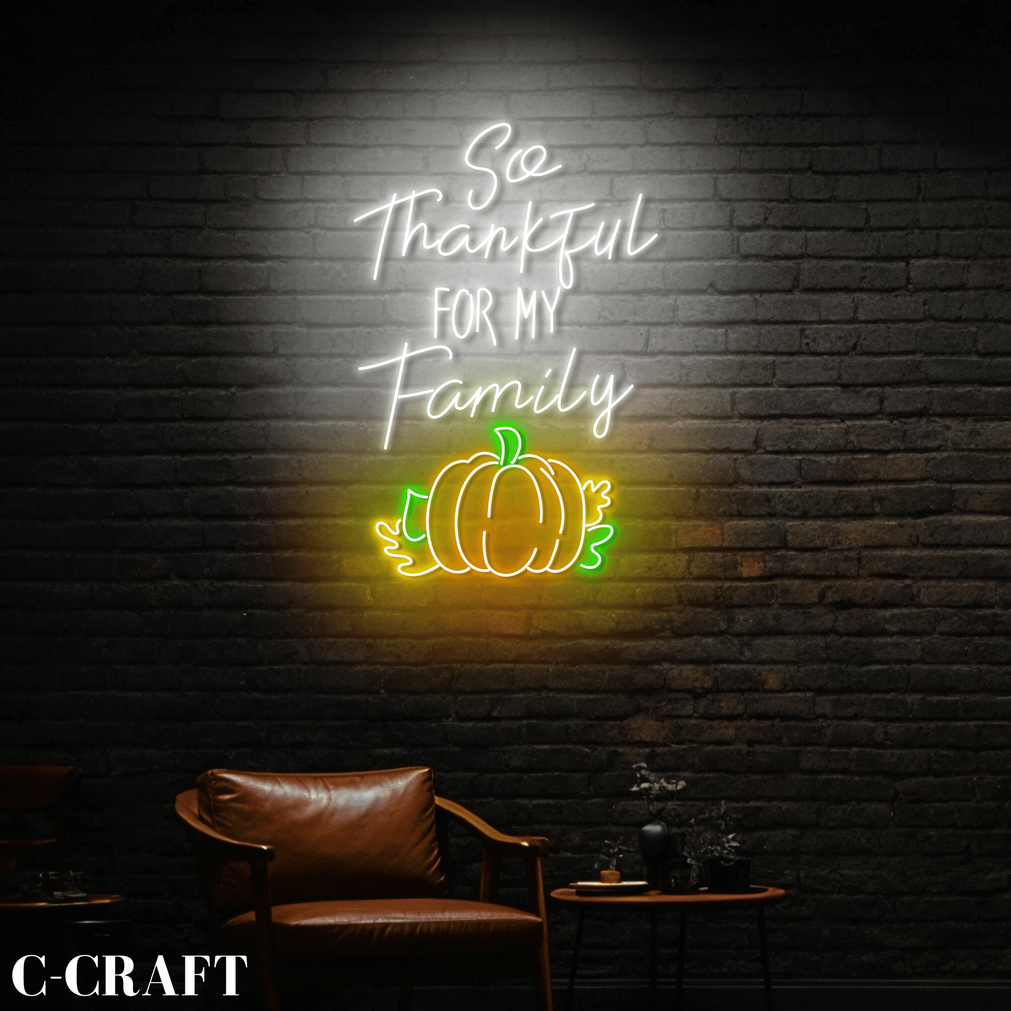 C-CRAFT So Thankful For My Family Thanksgiving Neon Sign LED Light ...