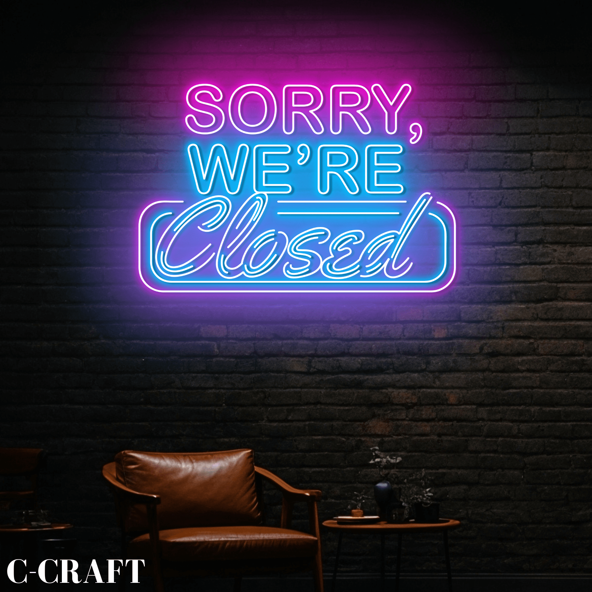 C-CRAFT Sorry We're Closed Neon Led Light Wall Art for Business Store ...