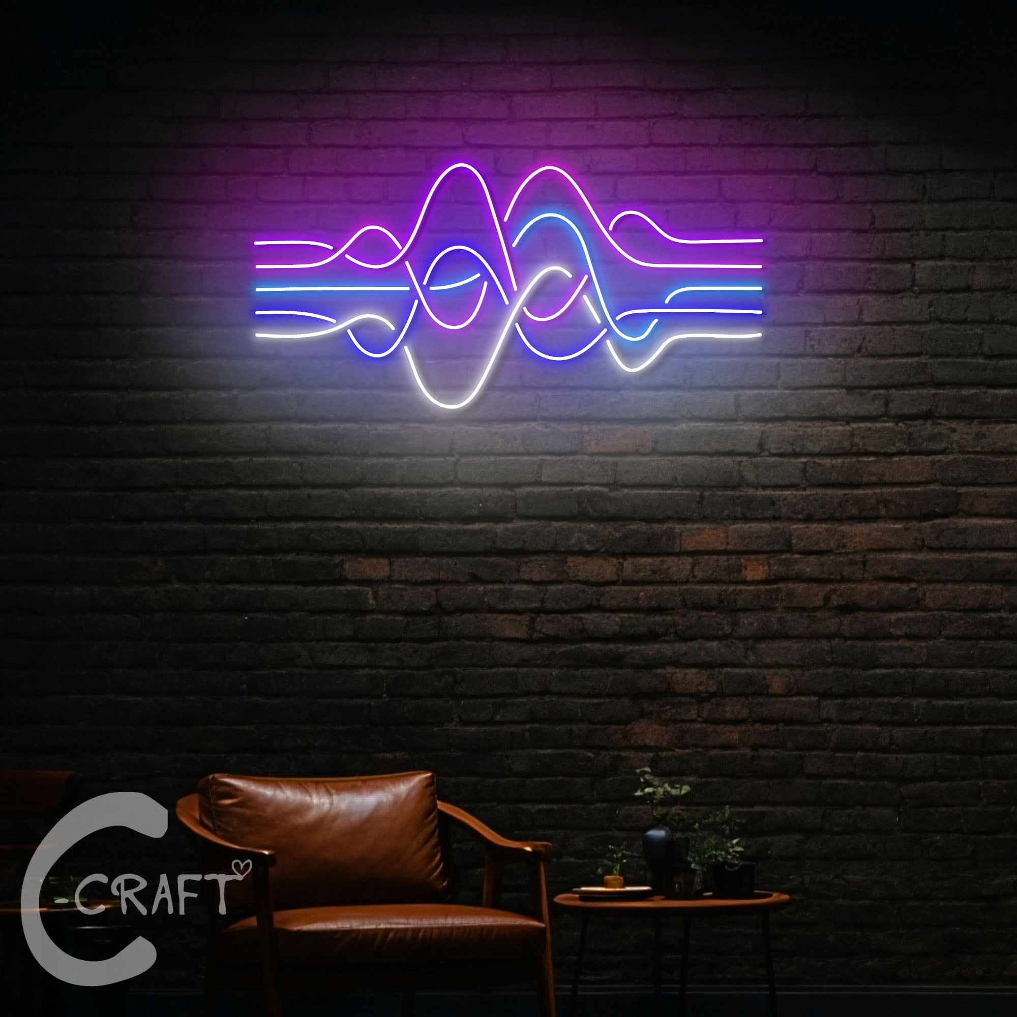 C-CRAFT Soundwave Neon Led Light Up 27 inch for Music Home Bar Wall ...
