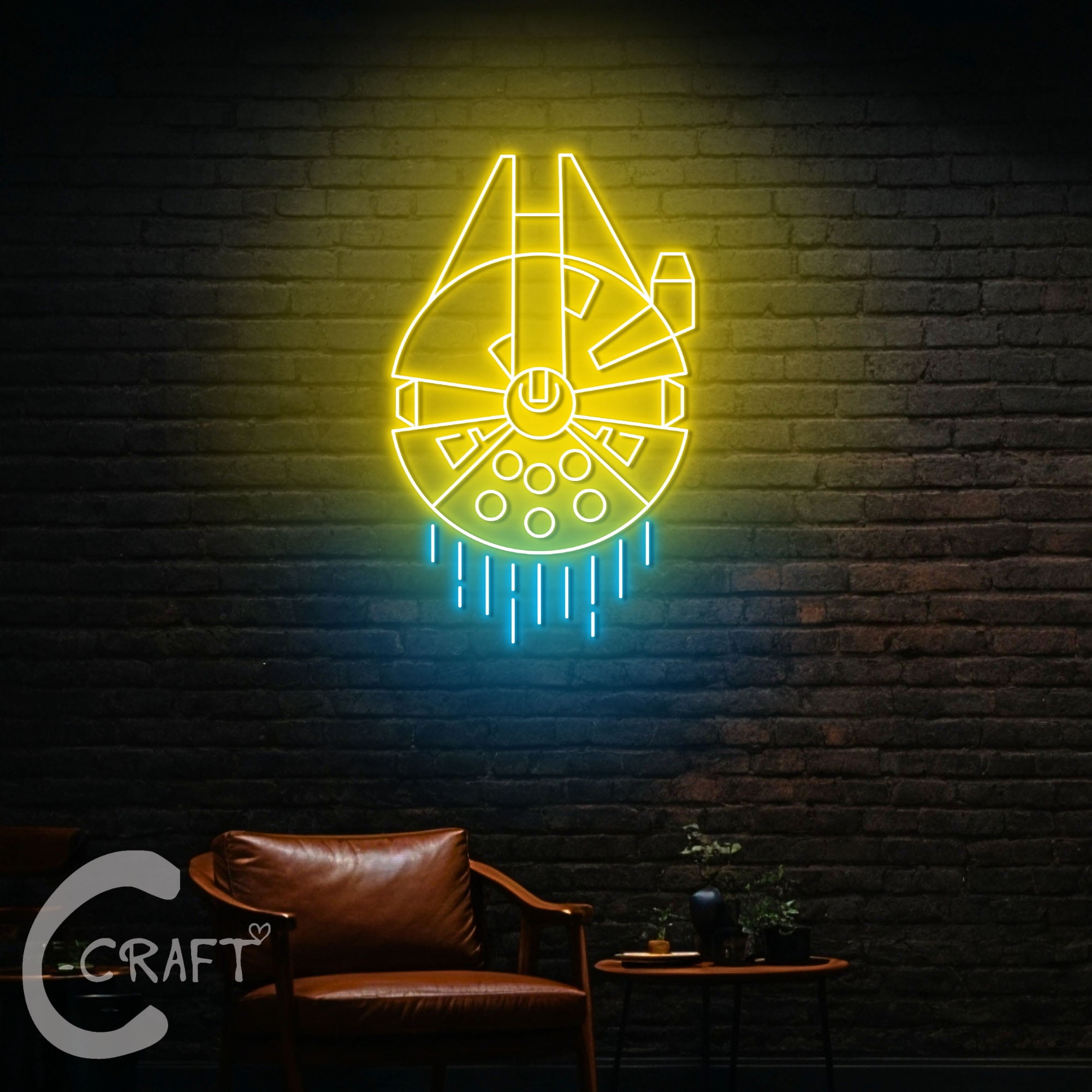 C-CRAFT Space Falcon Neon Led Light Up 33 inch for Space Galaxy Bedroom ...