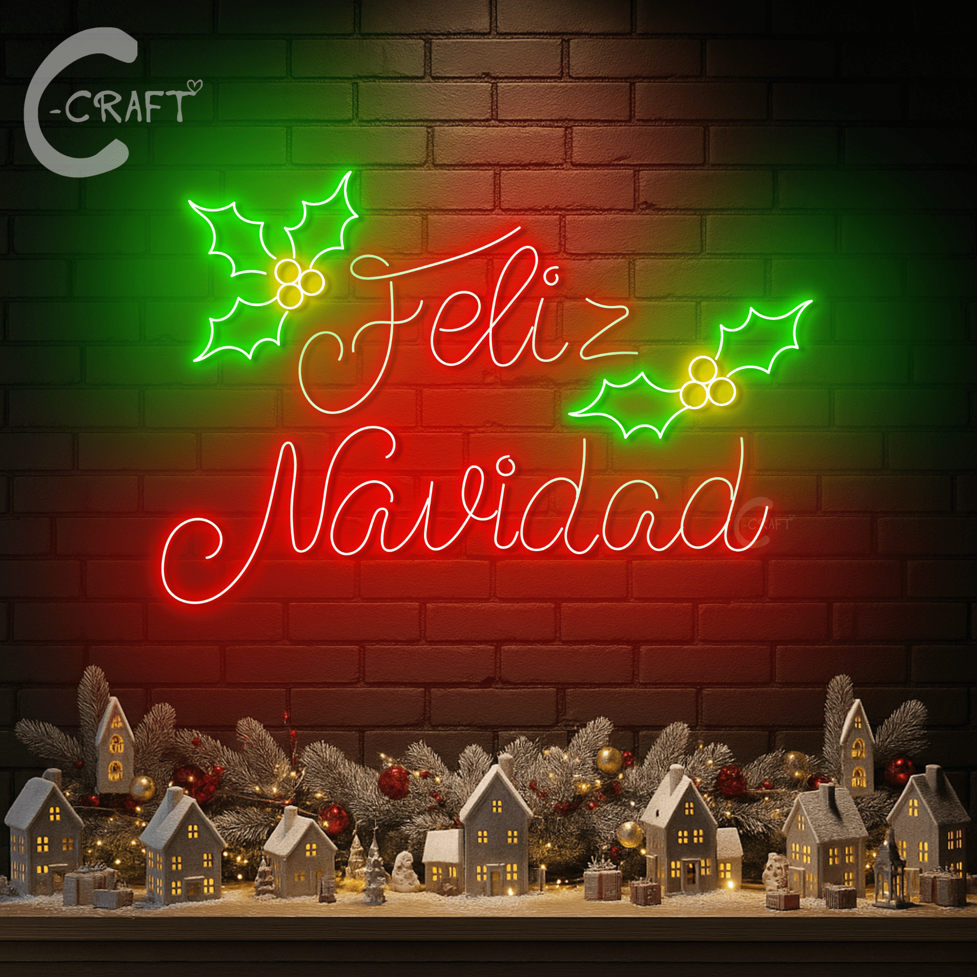 C-CRAFT Spanish Merry Christmas Neon Sign 30 Inches Decor, Vibrant ...