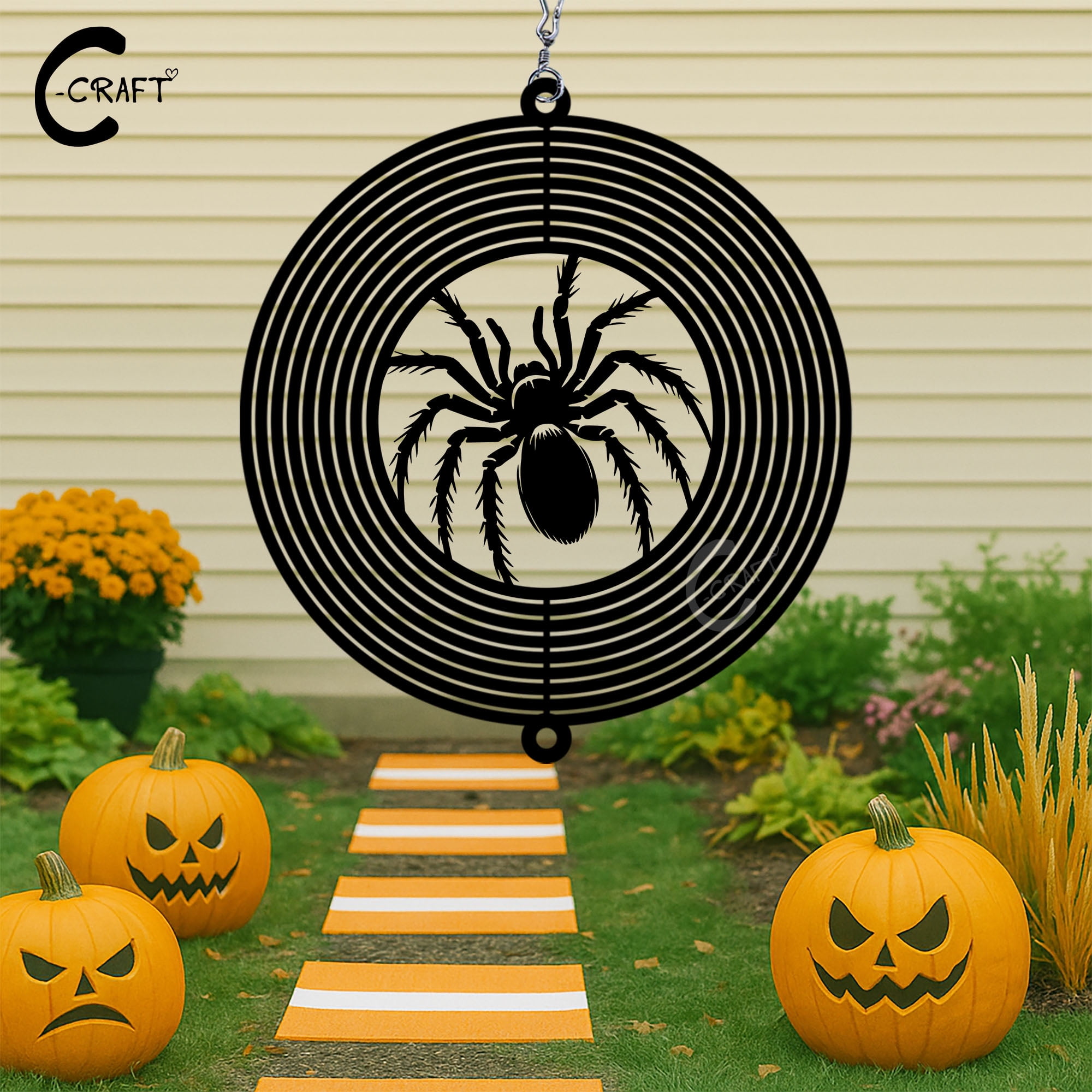 C-CRAFT Spider Wind Spinner 12 Inches, Outdoor Halloween Party ...