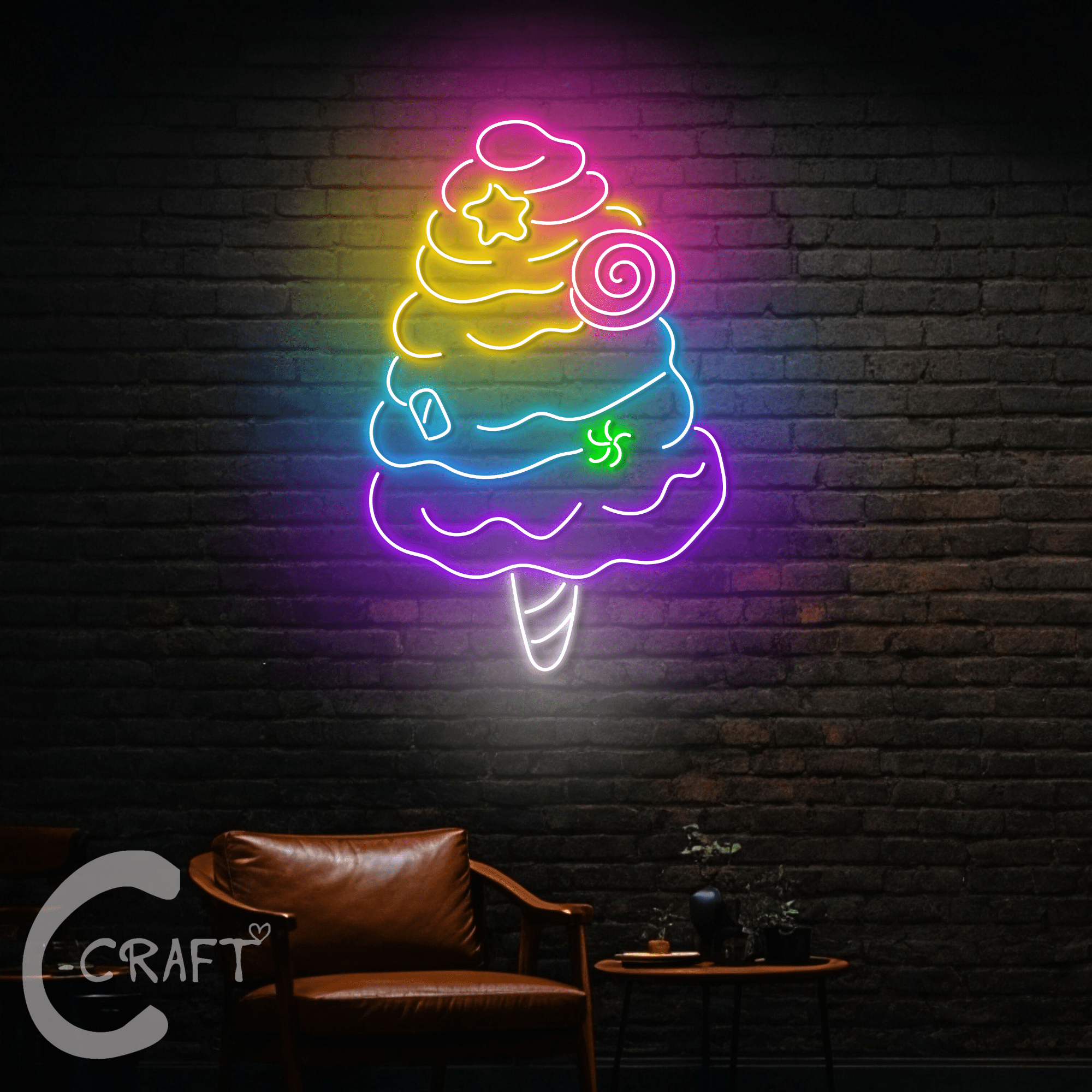 C-CRAFT Sprinkles Cotton Candy Neon Led Light Up 25 inch for Cotton ...