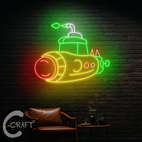 C-CRAFT Submarine Neon Sign LED Light 30 inch for Ocean Bedroom Wall ...
