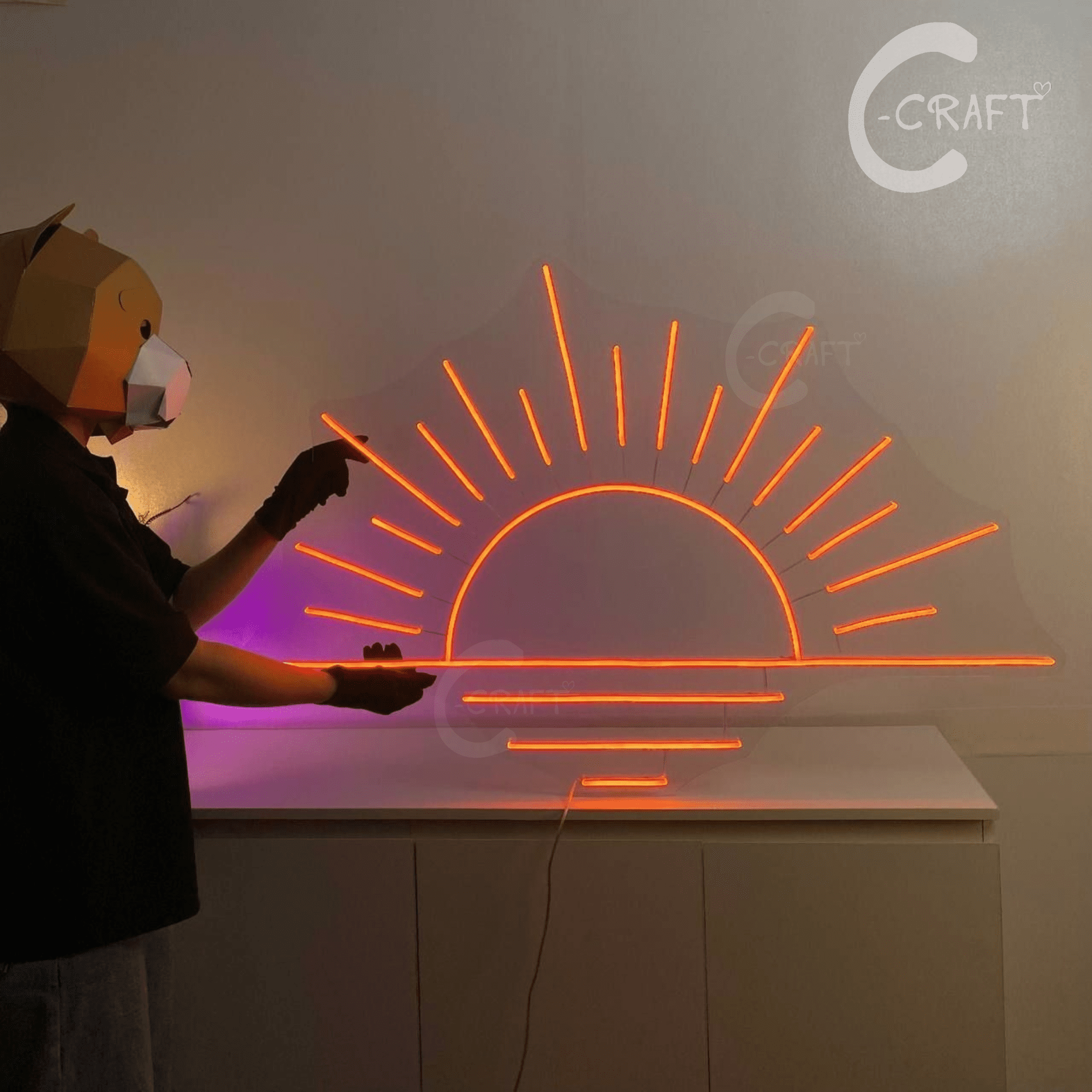 C-CRAFT Sun Neon Light Led Sign 40 inch for Home Office Decor, Bedroom ...