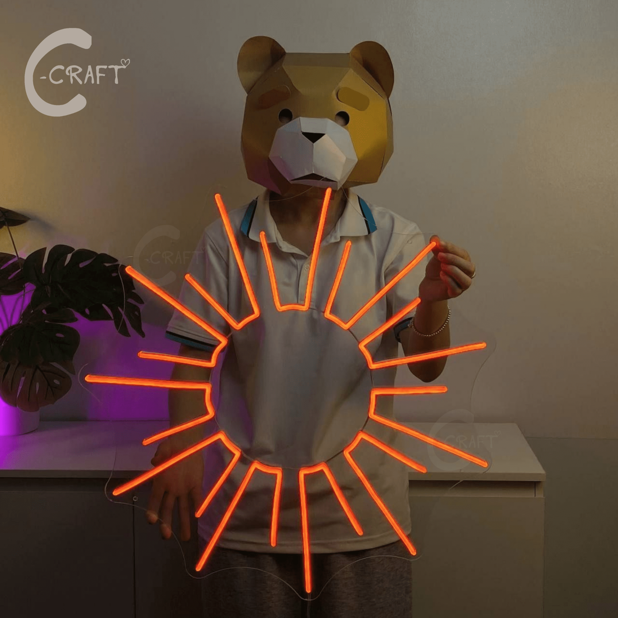 C-CRAFT Sun Neon Sign Led Light Up 40 inch for Home Bedroom Wall Art ...