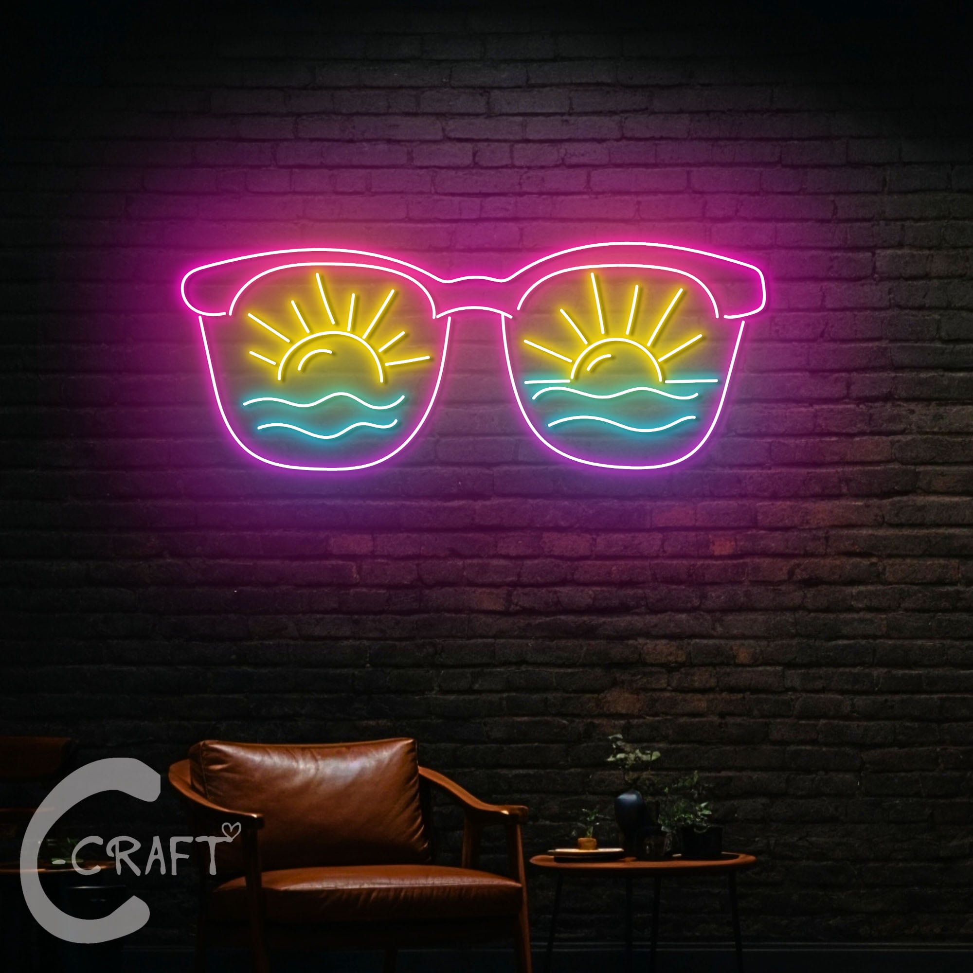 C-CRAFT Sun Waves Sunglasses Neon Led Light Up 25 inch for Eyewear ...