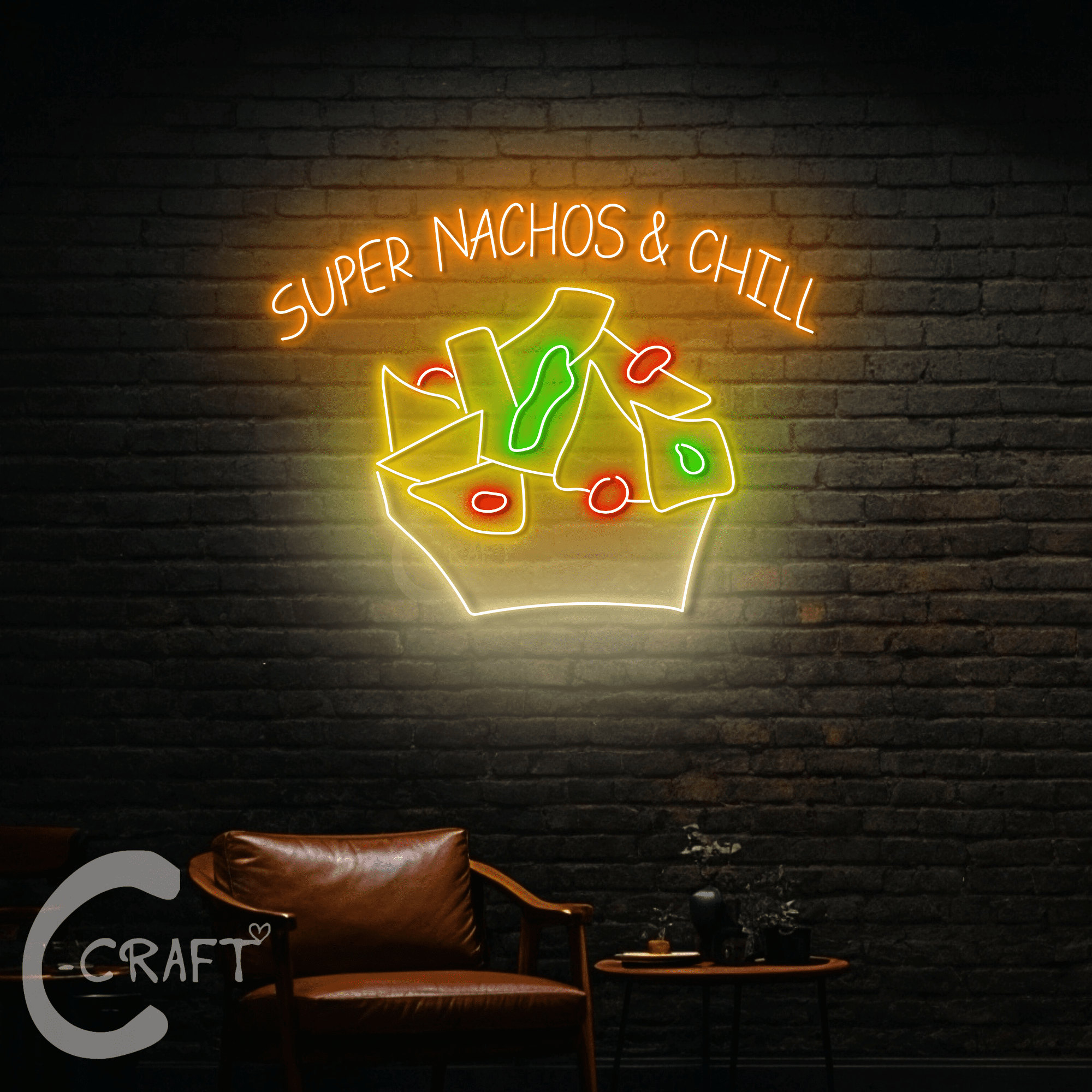 C-CRAFT Super Nachos & Chill Neon Light Led Sign 27 inch for Mexican ...