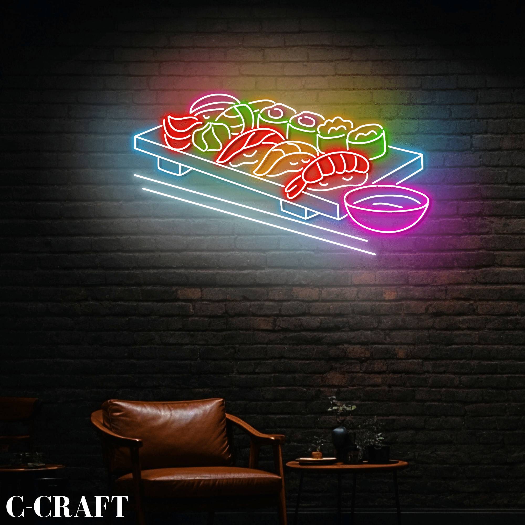 C-CRAFT Sushi With Sauce Neon Led Light for Japanese Sushi Restaurant ...