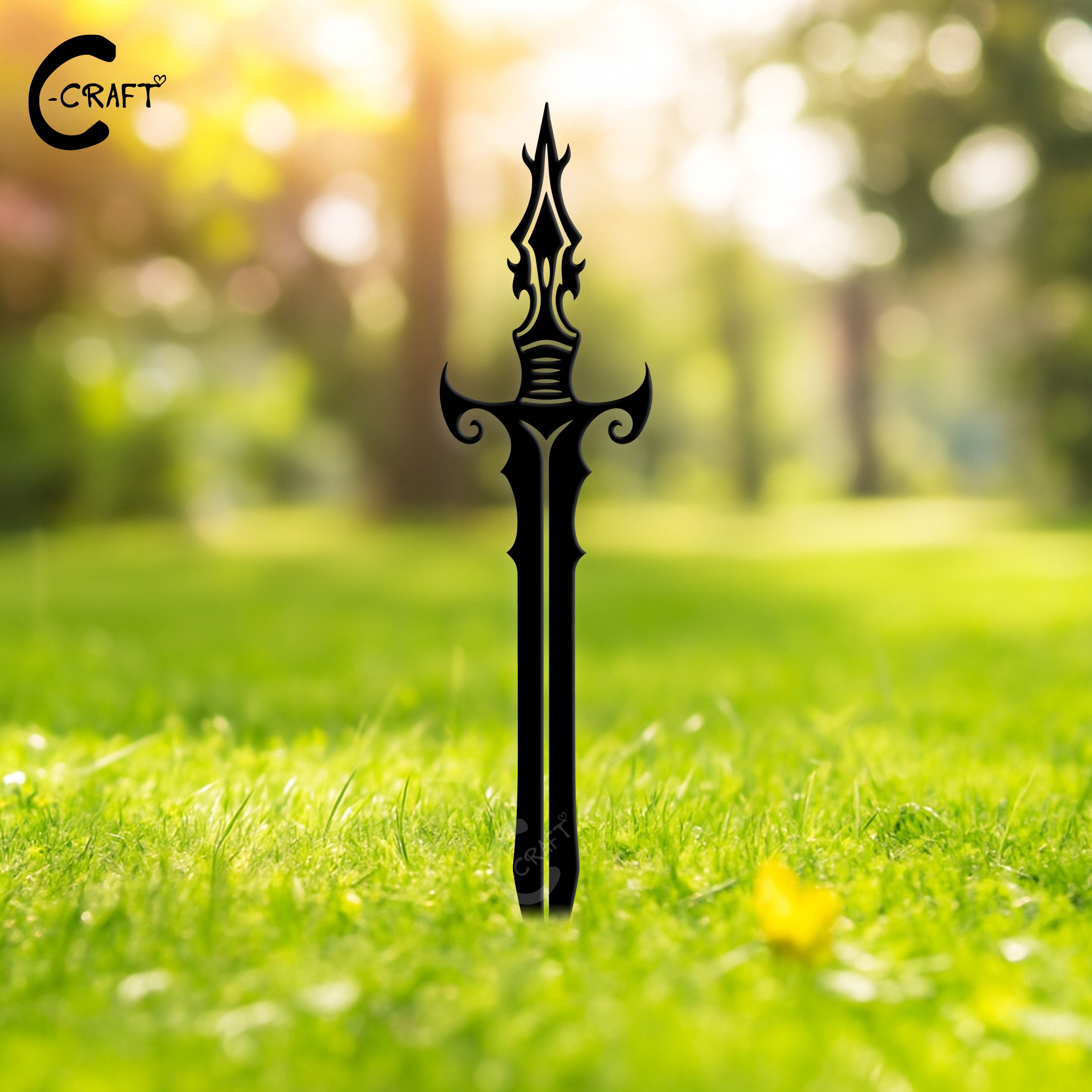 C-CRAFT Sword Metal Garden Stake 28 Inches, Unique Style Gift for ...