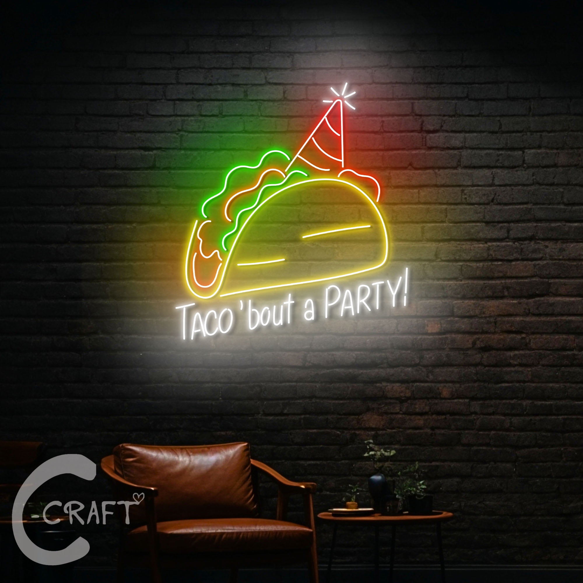 C-CRAFT Taco Bout A Party Neon Led Light Up 38 inch for Mexican Tacos ...
