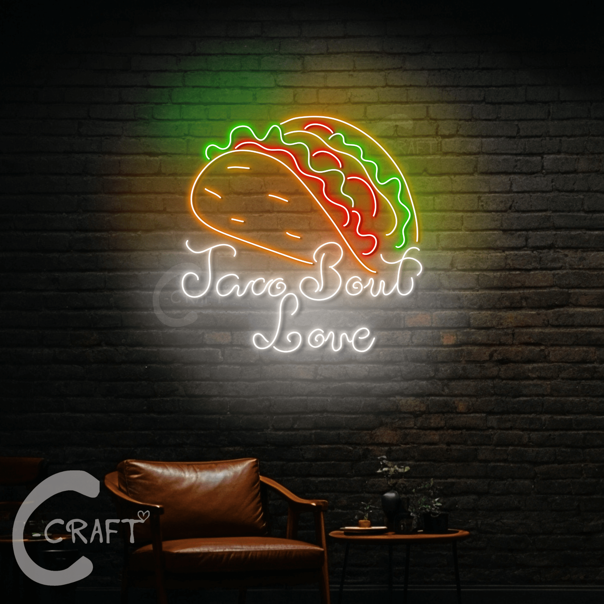 C-CRAFT Taco Bout Love Neon Sign Led Light Up 20 inch for Taco ...