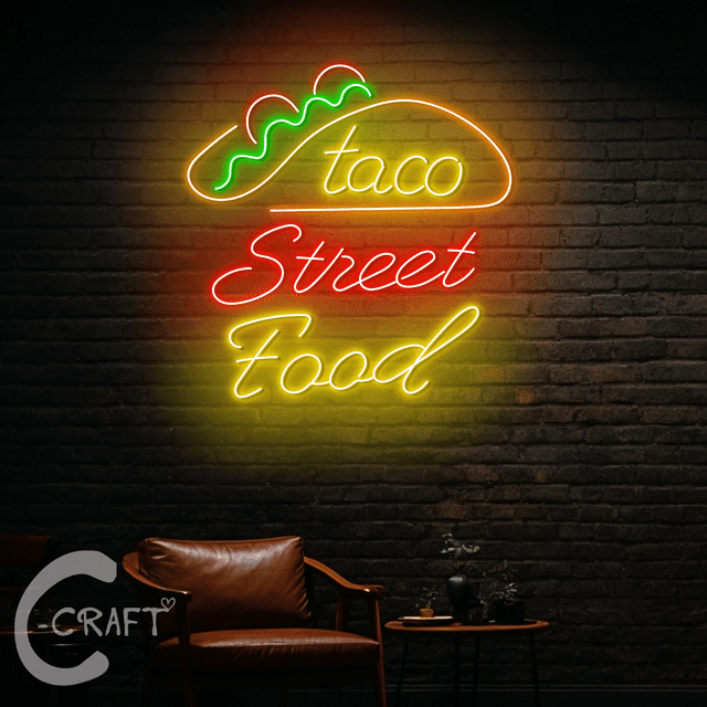 C-CRAFT Taco Street Food Neon Led Lights 18 inch for Mexican Tacos ...