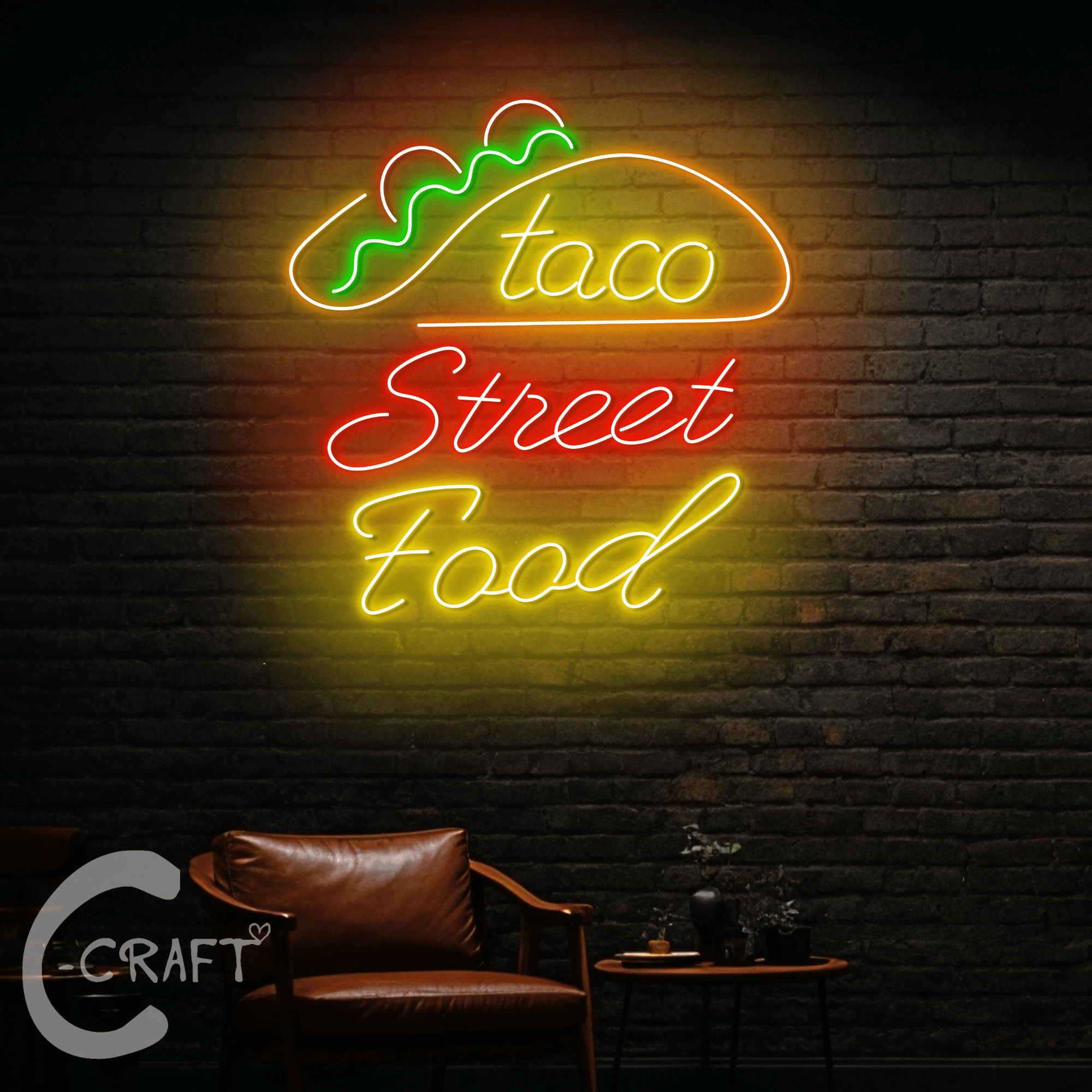 C-CRAFT Taco Street Food Neon Led Lights 20 inch for Mexican Tacos ...