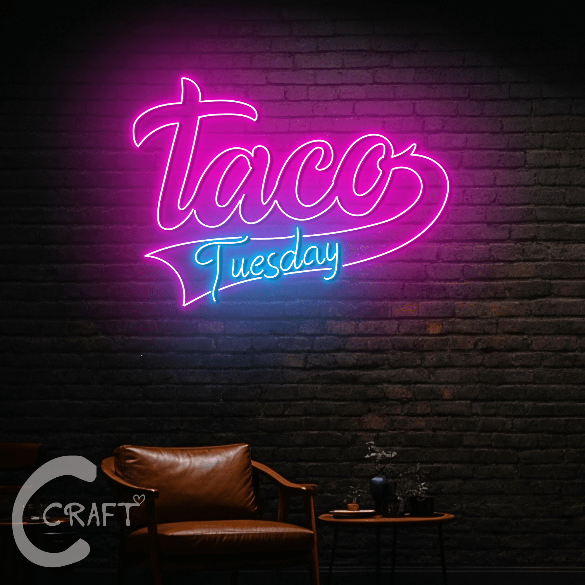 C-CRAFT Taco Tuesday Arrow Led Wall Art Neon Light For Mexican Tacos ...