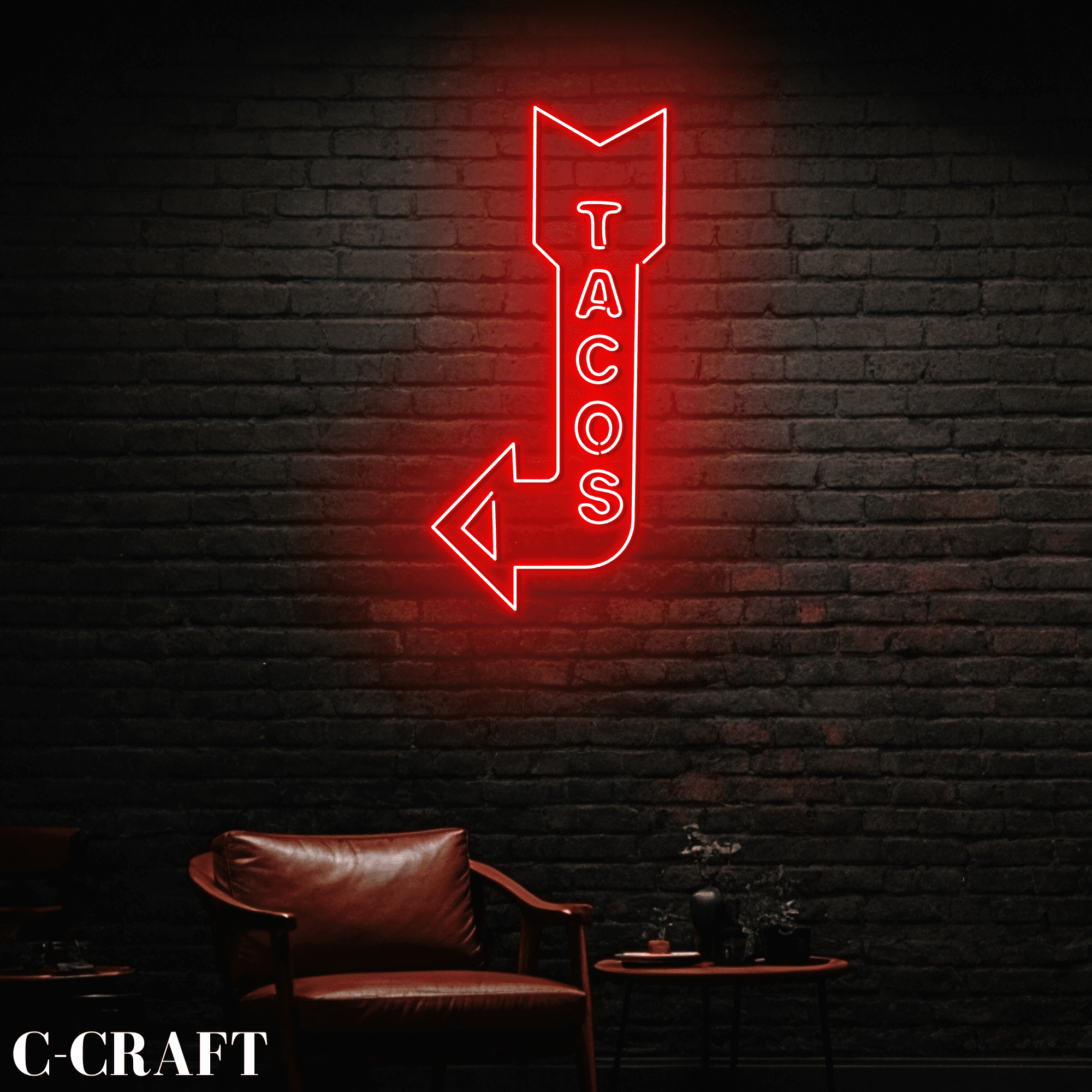 C-CRAFT Tacos Arrow Board Wall Art Led Light Neon Sign For Open Tacos ...
