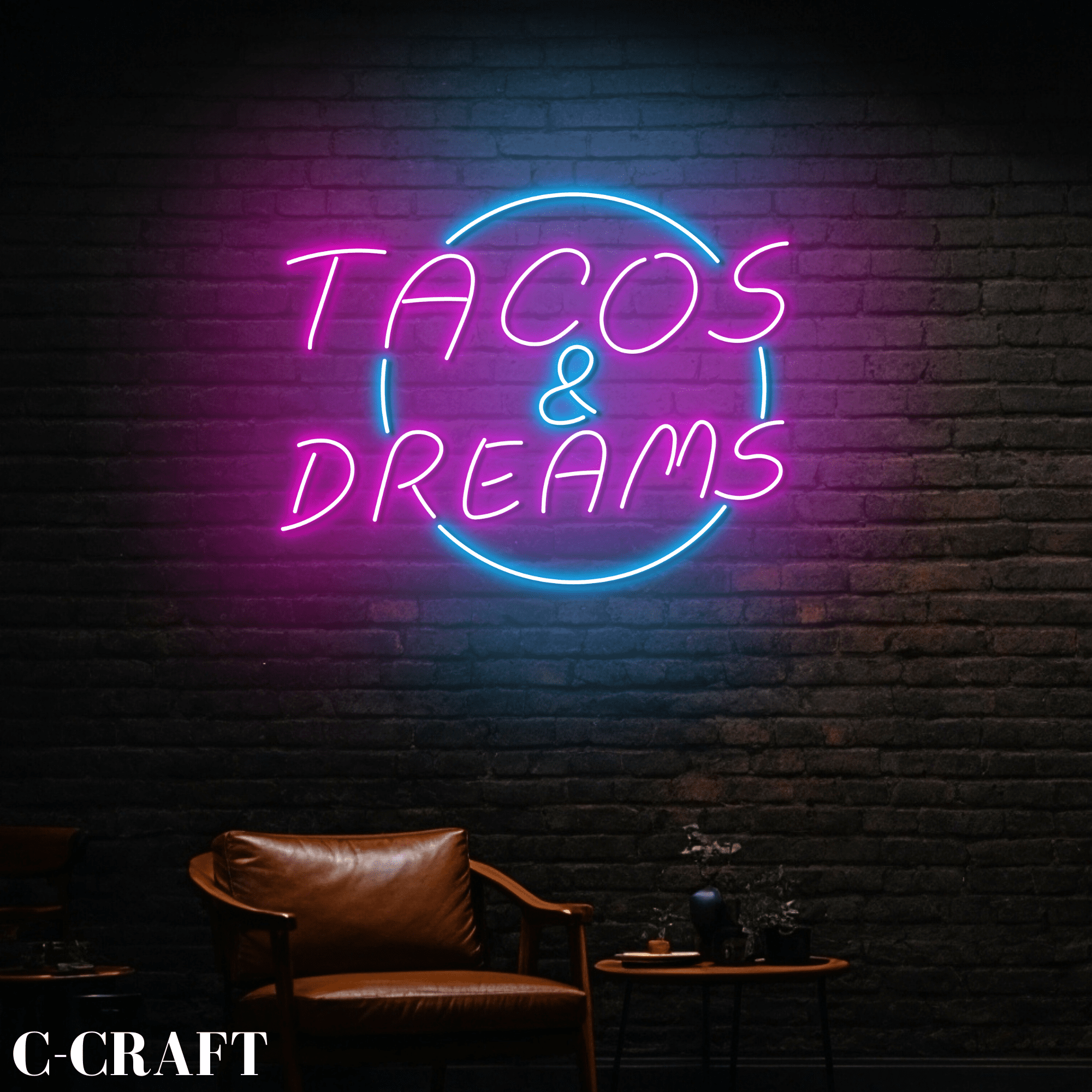 C-CRAFT Tacos & Dreams Wall Art Led Light Neon Sign For Mexican Tacos ...