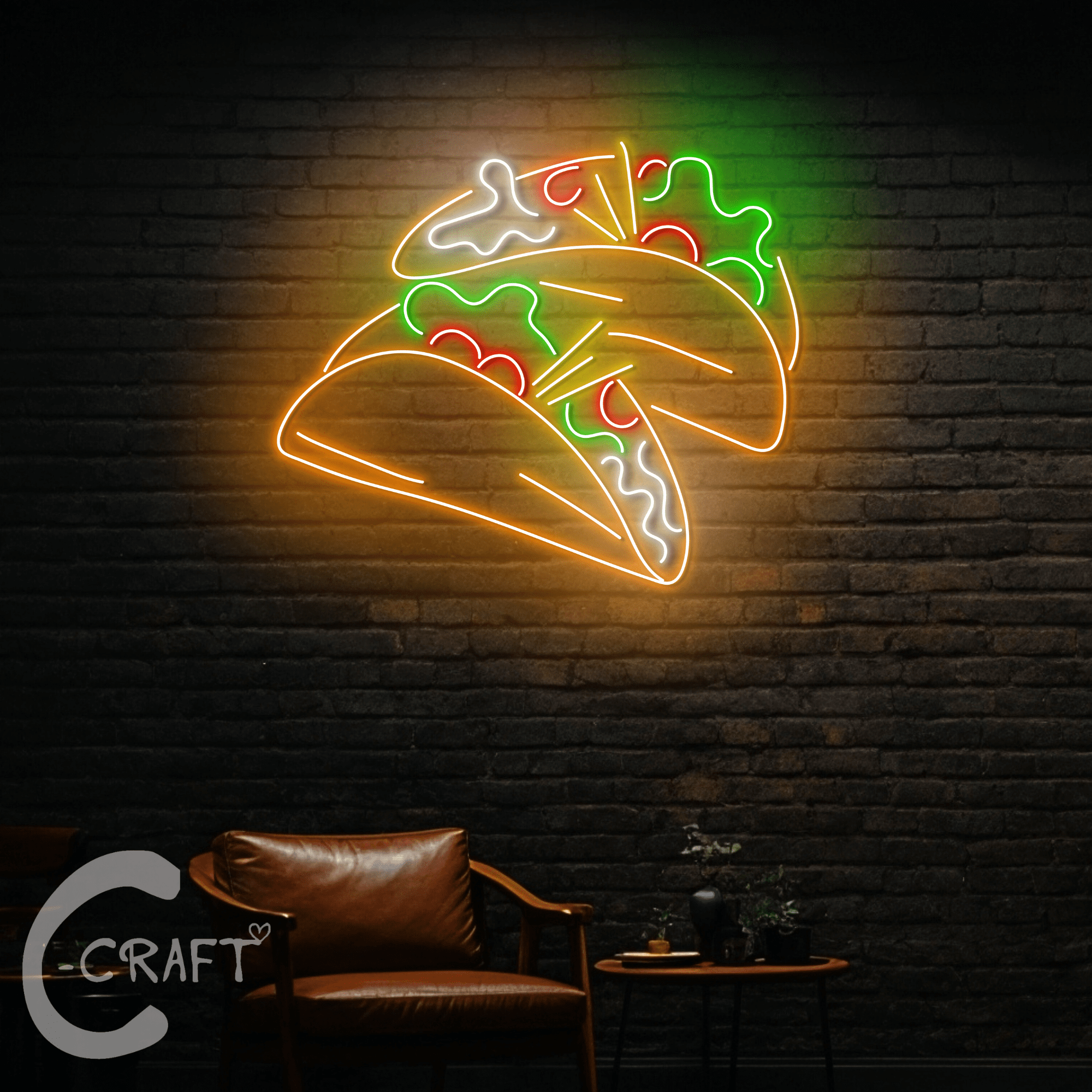 C-CRAFT Tacos Neon Led Light Up 33 inch for Tacos Shop Mexican Open ...