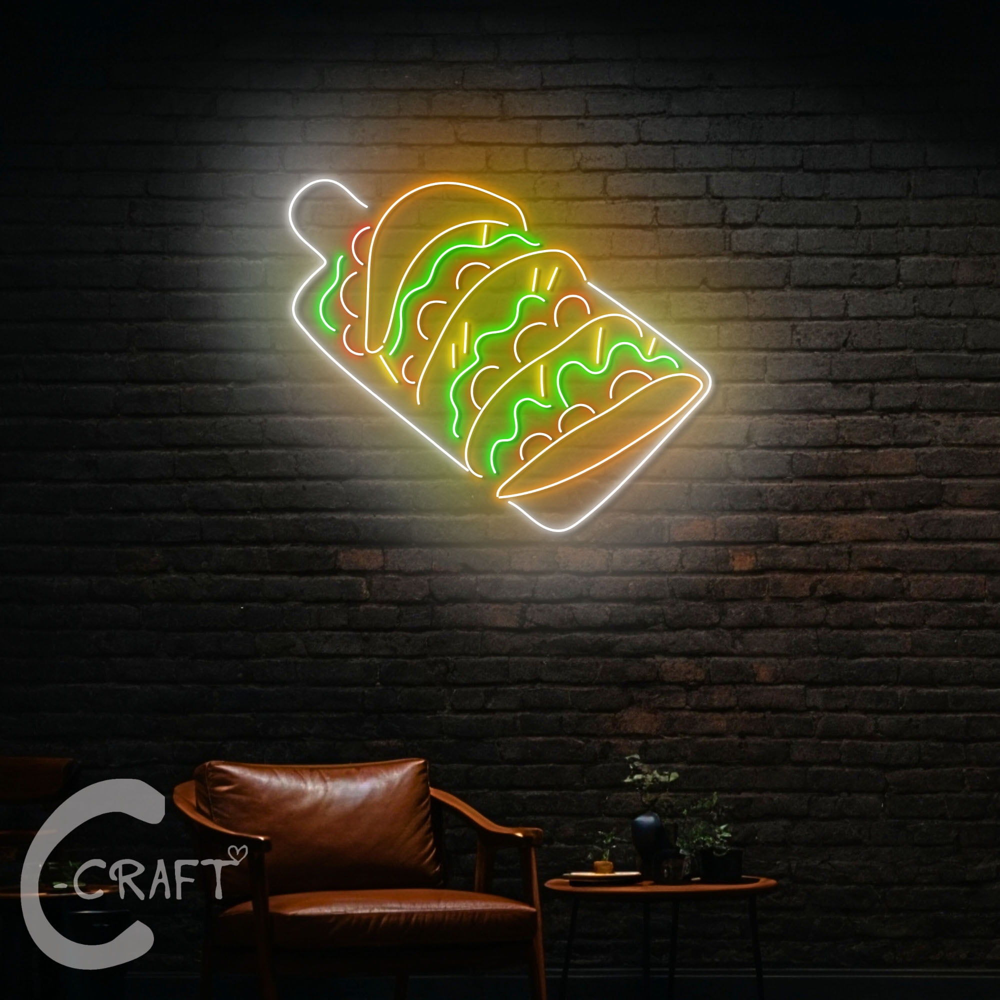 C-CRAFT Tacos Plate Led Light Up 25 inch for Mexican Tacos Shop Wall ...