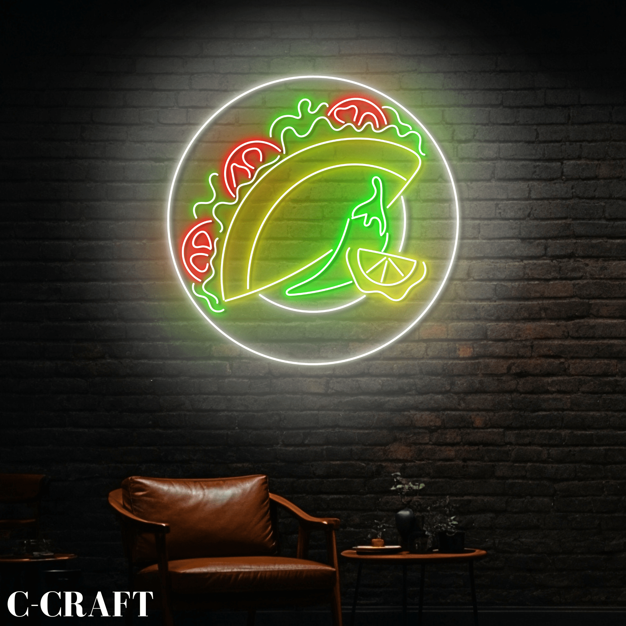 C-CRAFT Tacos Plate Neon Led Light Sign for Mexican Tacos Restaurant ...