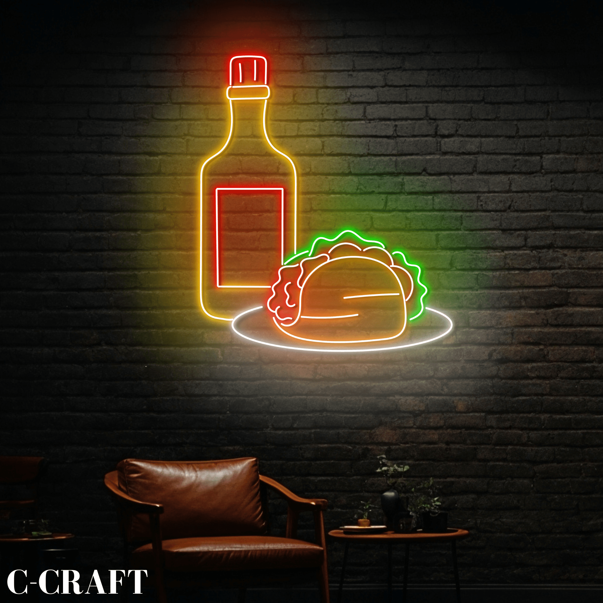 C-CRAFT Tacos Tequila Neon Led Light for Mexican Restaurant Wall Art ...