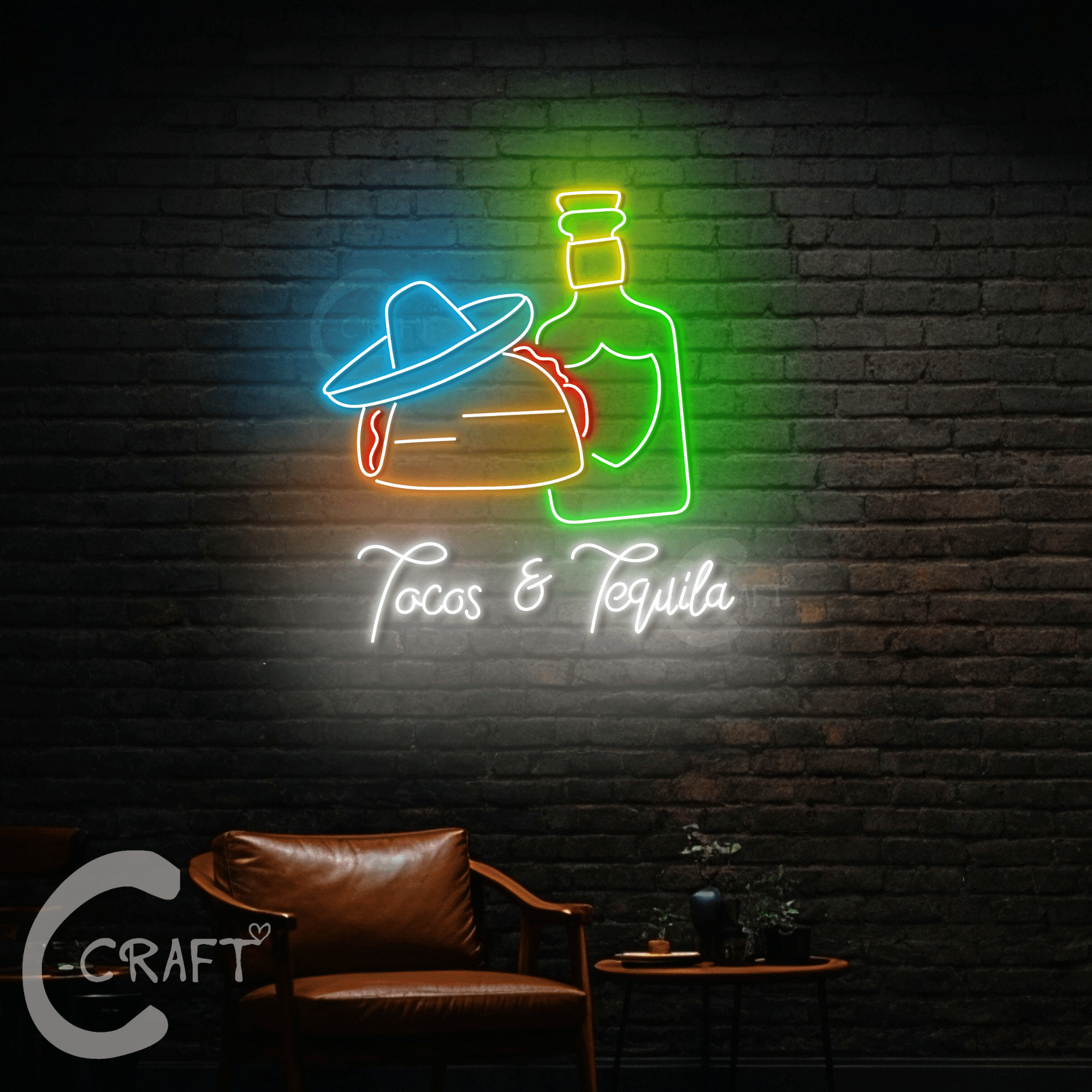C-CRAFT Tacos & Tequila Neon Sign Led Light Up 33 inch for Mexican ...