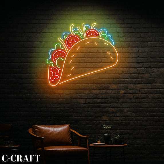 C-CRAFT Tacos Wall Art Led Light Neon Sign For Mexican Tacos Restaurant ...
