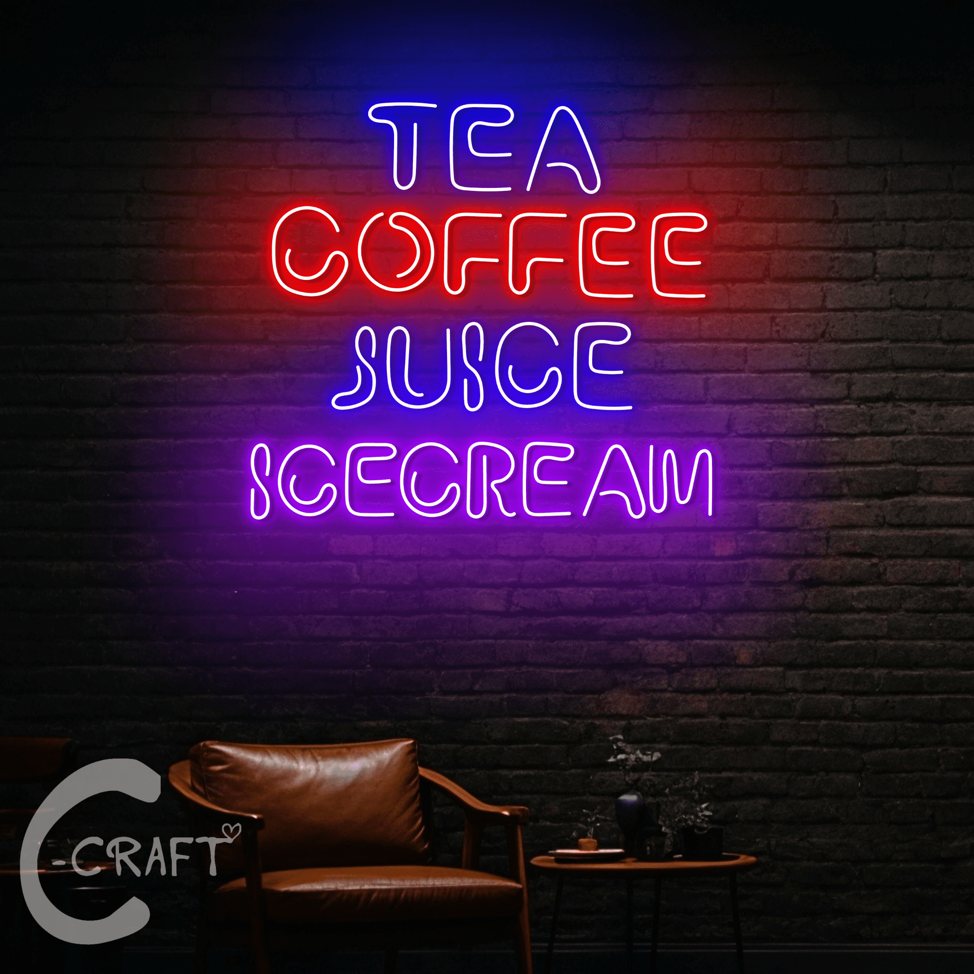 C-CRAFT Tea Coffee Juice Ice Cream Neon Led Light Up 30 inch for ...