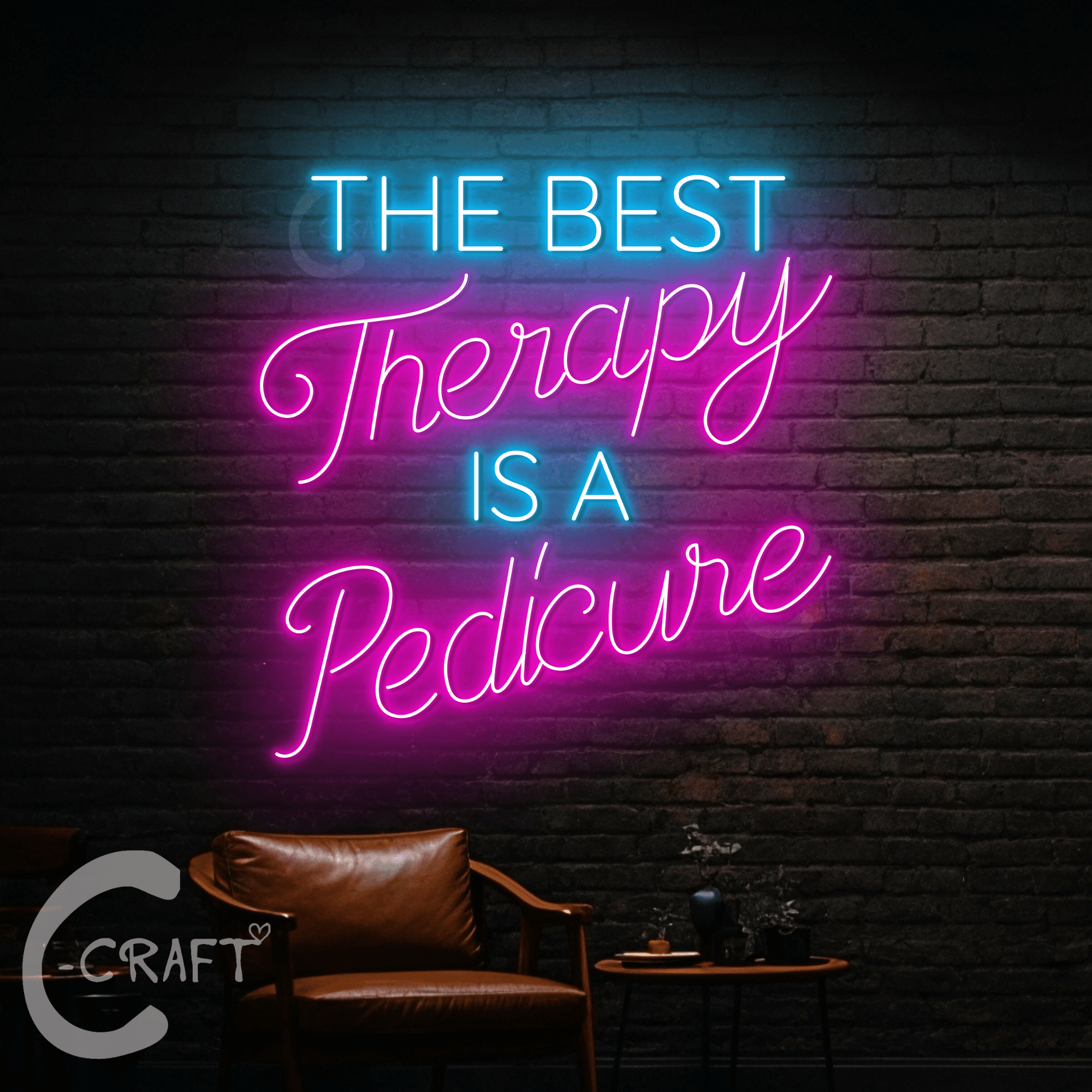 C-CRAFT The Best Therapy Is A Pedicure Neon Light Led Sign 33 inch for ...