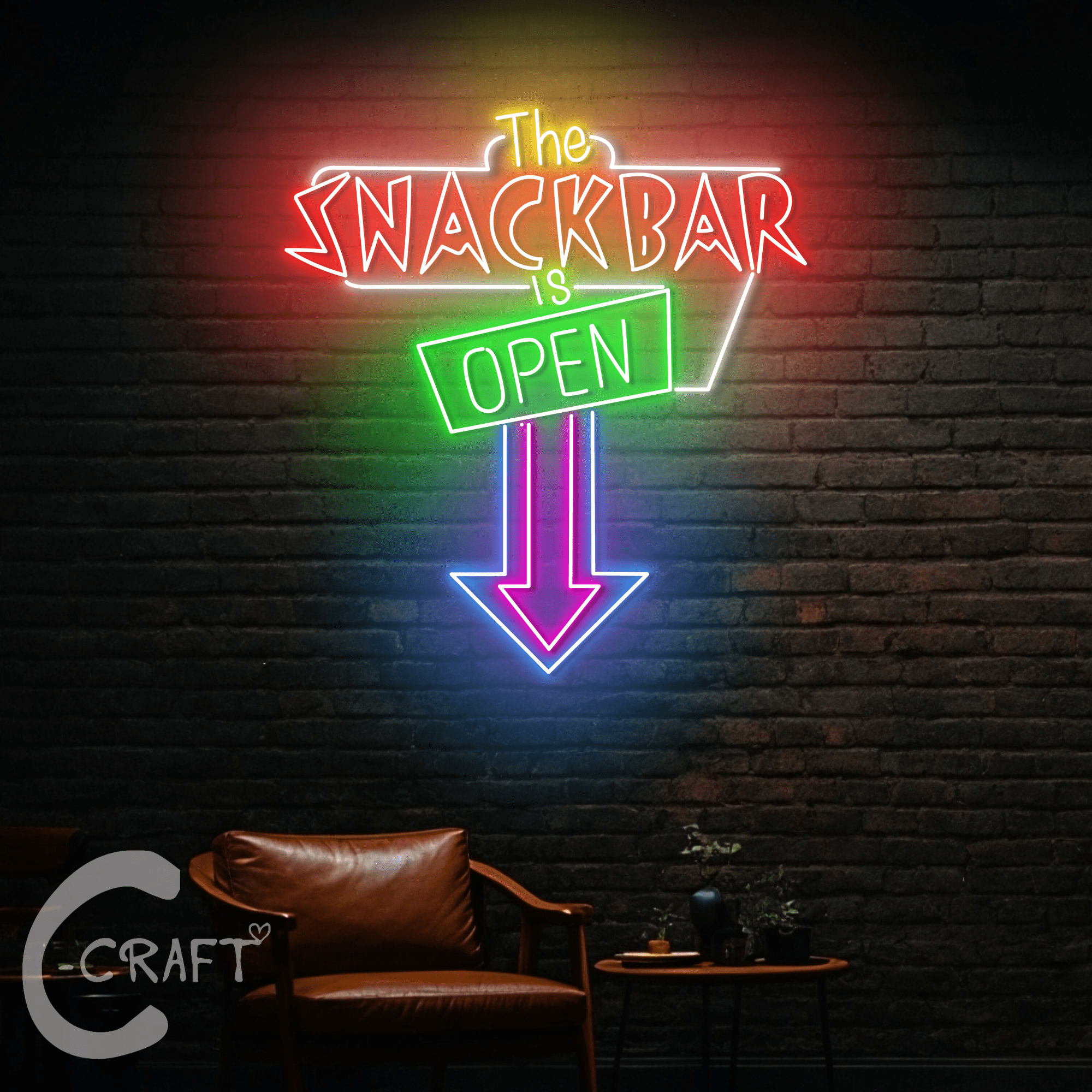 C-CRAFT The Snack Bar Open Neon Led Lights 23 inch for Snack Shop Decor ...