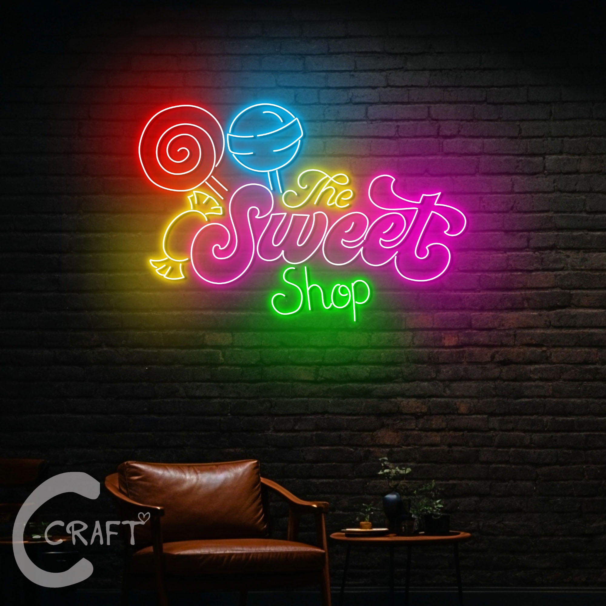 C-CRAFT The Sweet Shop Led Light Up 40 inch for Open Candy Lollipop ...