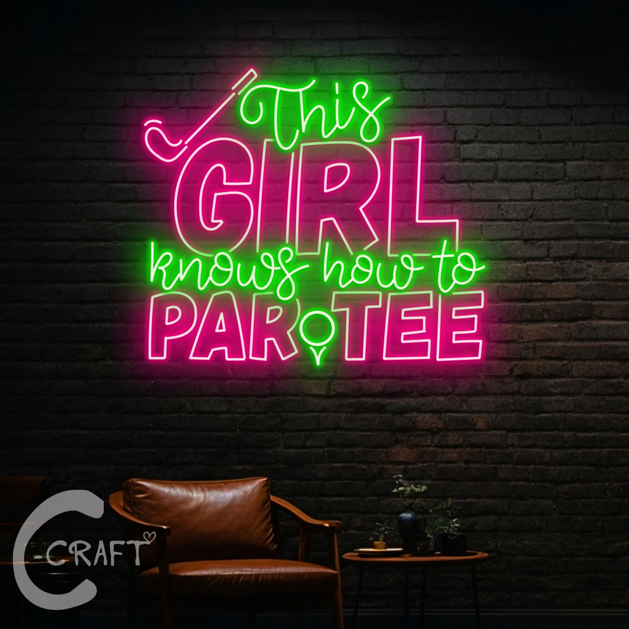 C-CRAFT This Girl Knows How To Par Tee Neon Sign LED Light 40 inch for ...