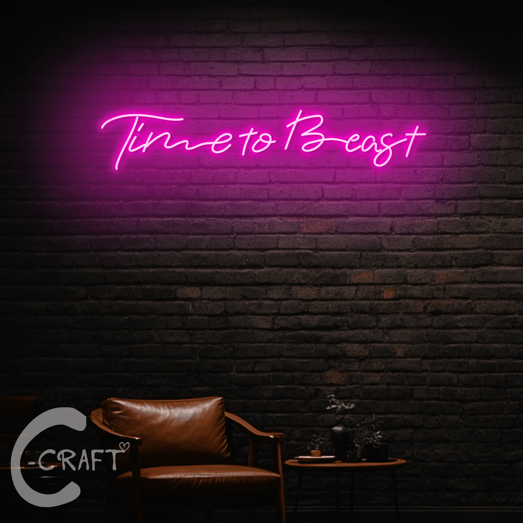 C-CRAFT Time To Beast Neon Led Lights 30 inch for Fitness Home Gym ...