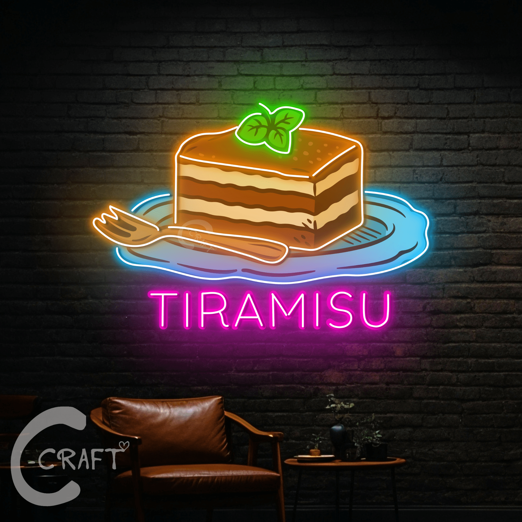 C-CRAFT Tiramisu Led Neon Sign 35 inches, Kitchen Wall Art Decoration ...