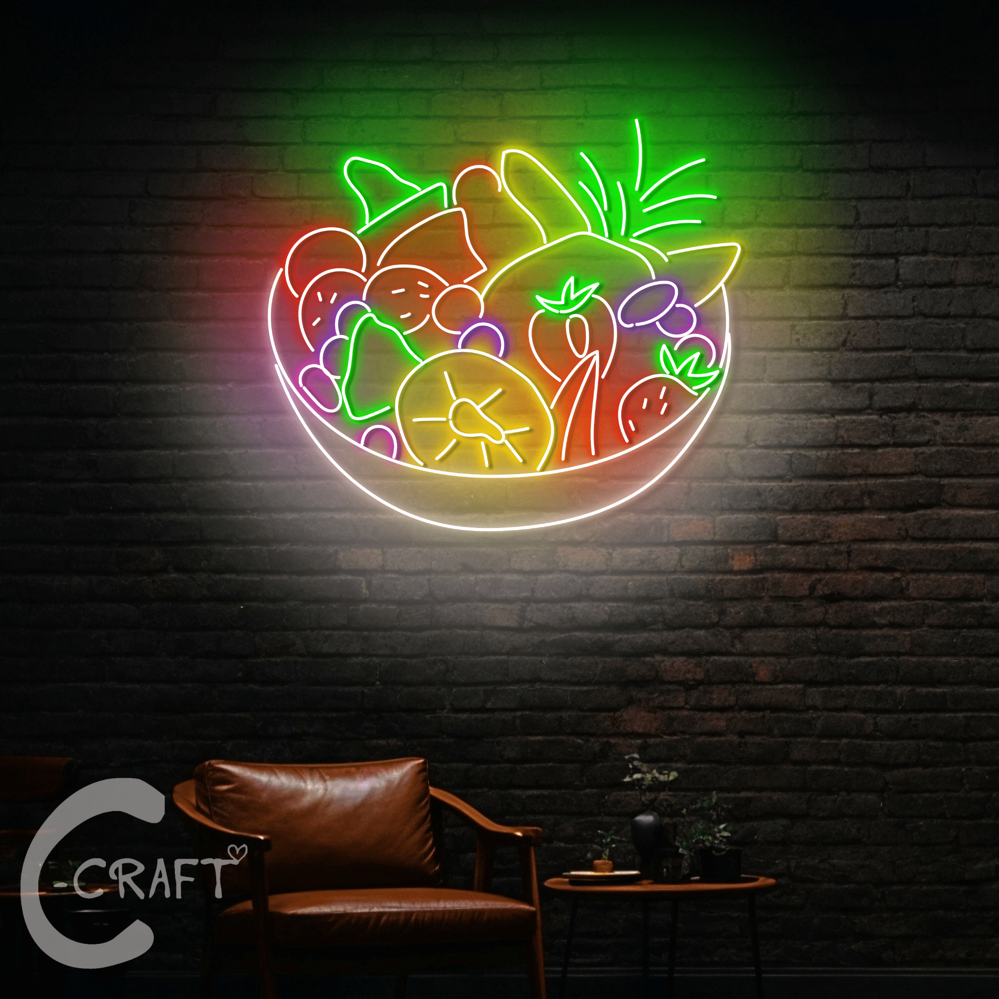 C-CRAFT Tropical Fruit Salad Neon Led Light Up 30 inch for Healthy ...