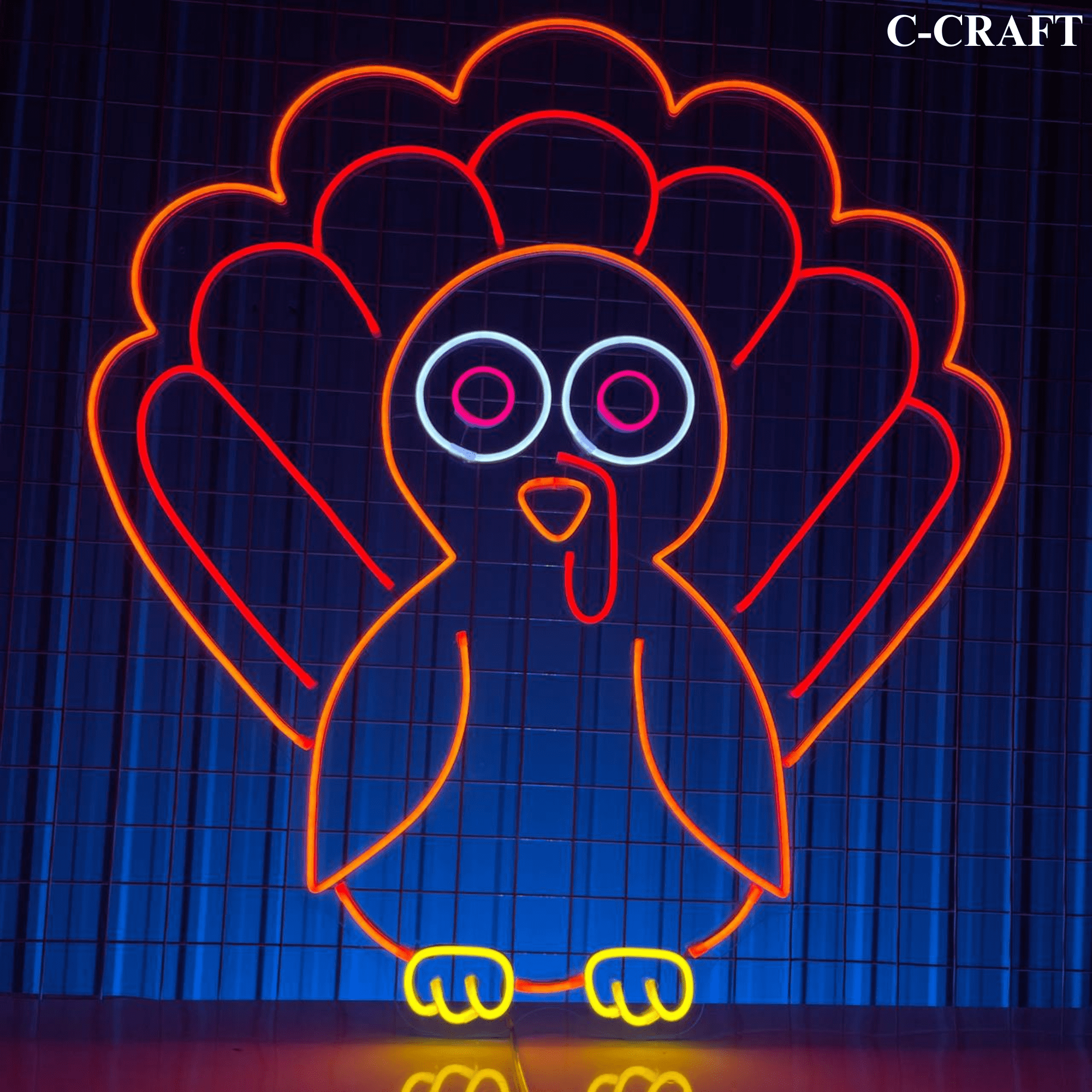 C-CRAFT Turkey Chicken Thanksgiving Neon Sign LED Light 25 inch for ...