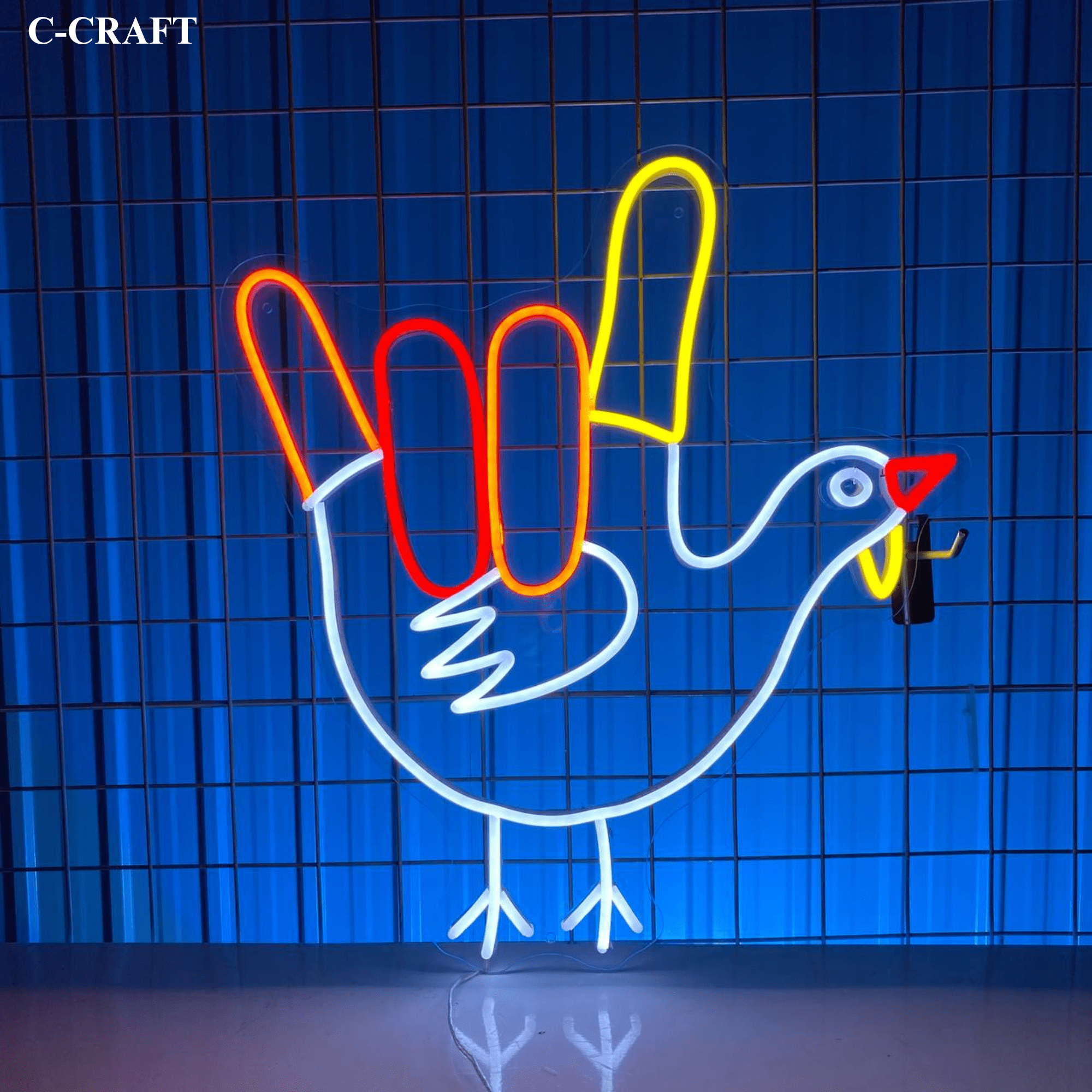 C-CRAFT Turkey Hand Rock Thanksgiving Neon Sign LED Light 25 inch for ...