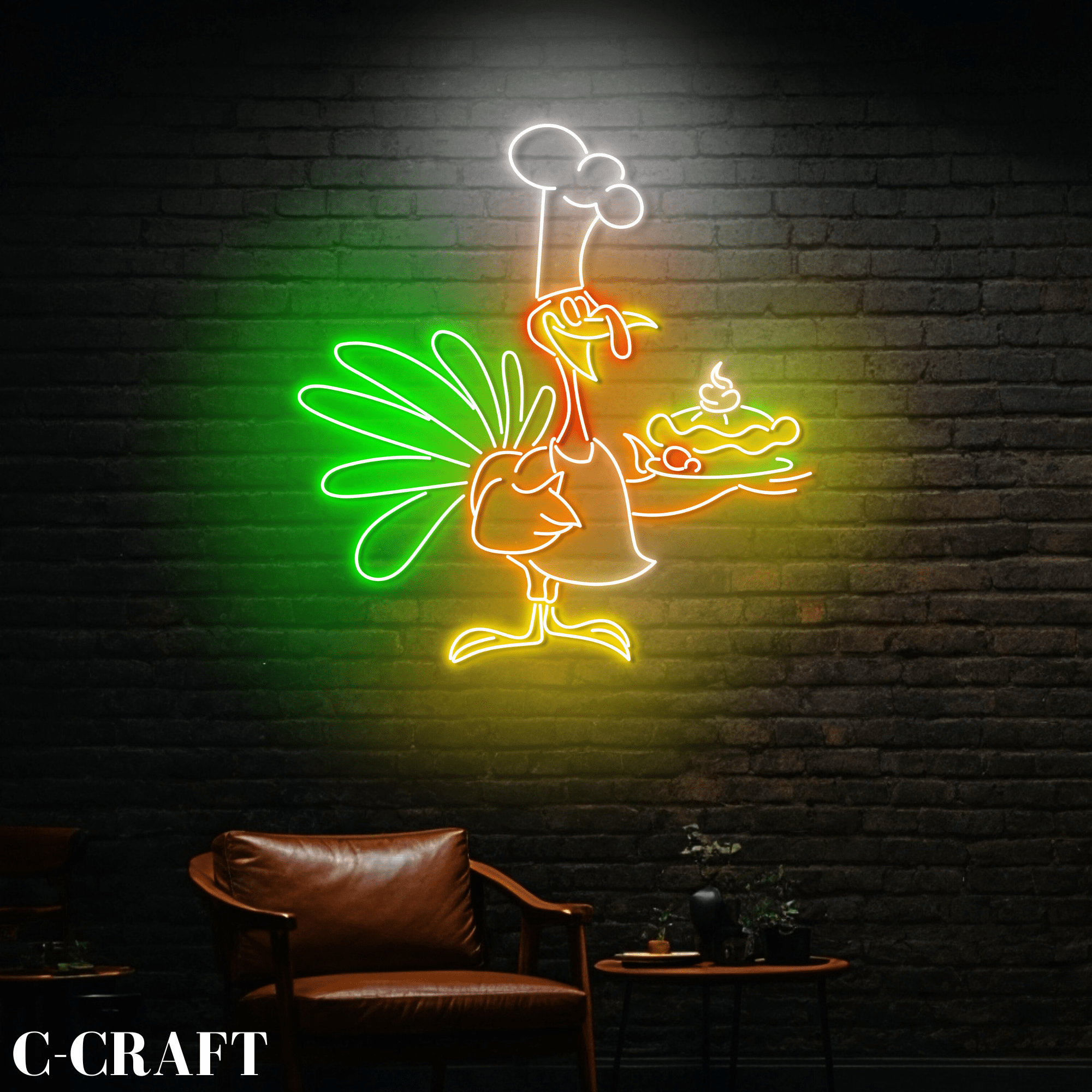 C-CRAFT Turkey Pie Thanksgiving Neon Sign LED Light Acrylic Wall ...