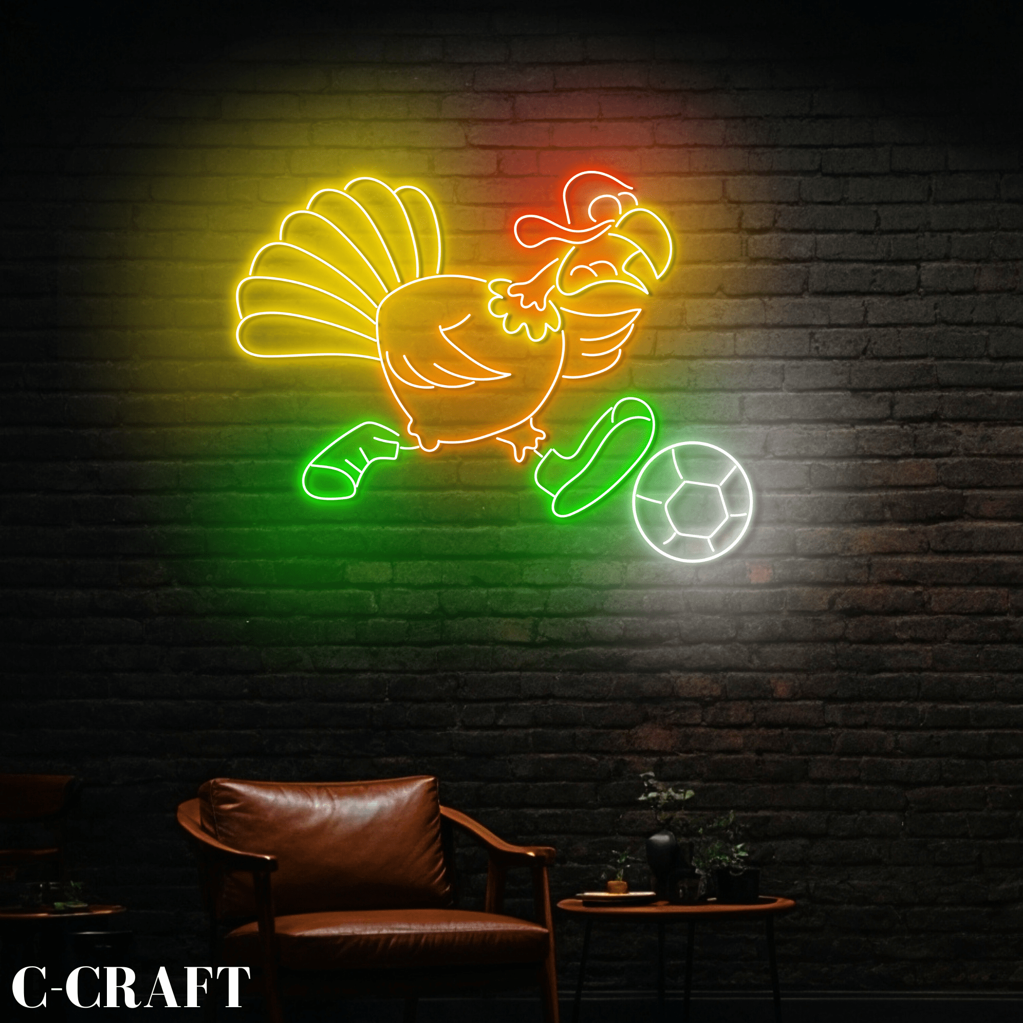 C-CRAFT Turkey Soccer Thanksgiving Neon Led Light Wall Art for Soccer ...