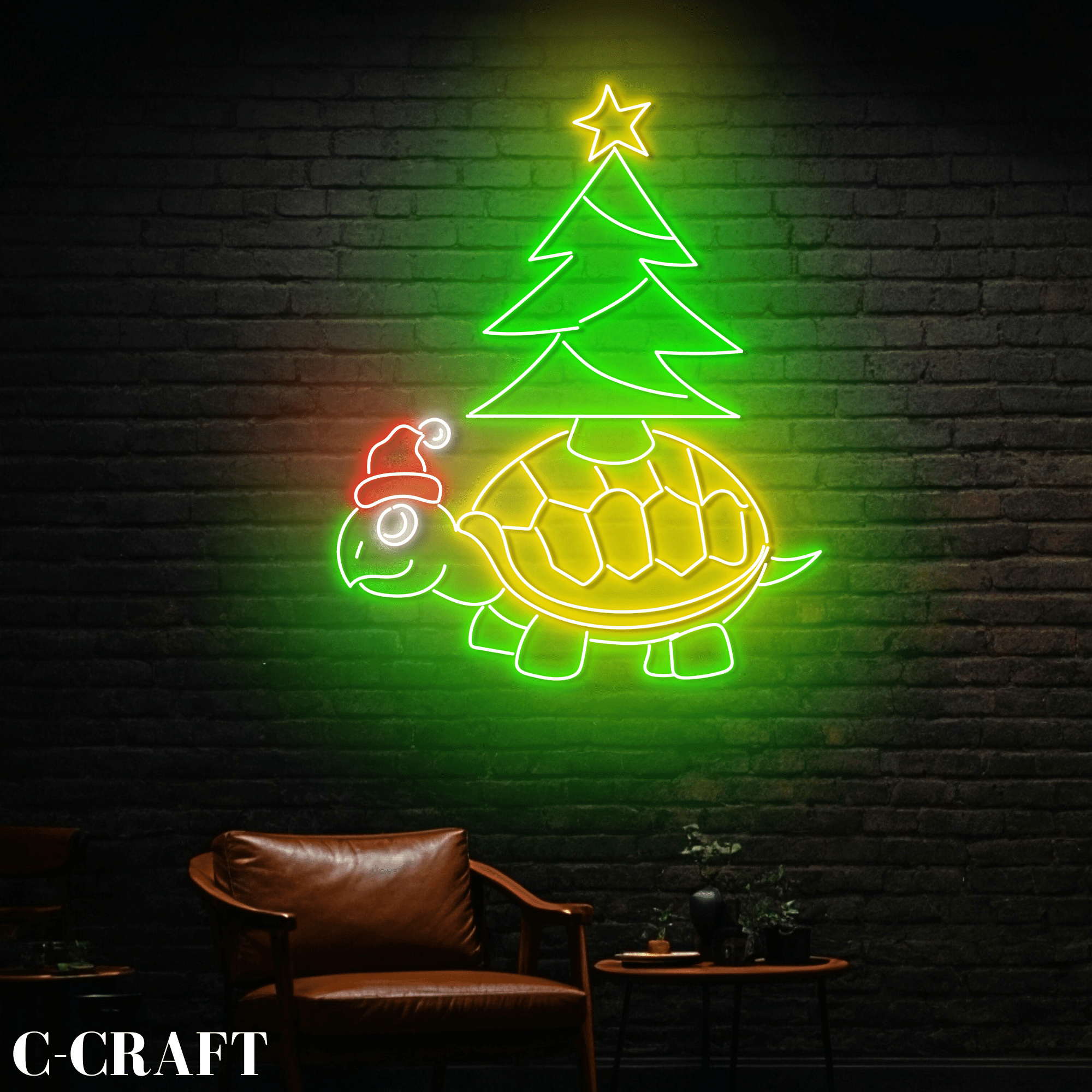 C-CRAFT Turtle Christmas Tree Neon Led Light Sign for Christmas Party Wall Art Decor - Walmart.com