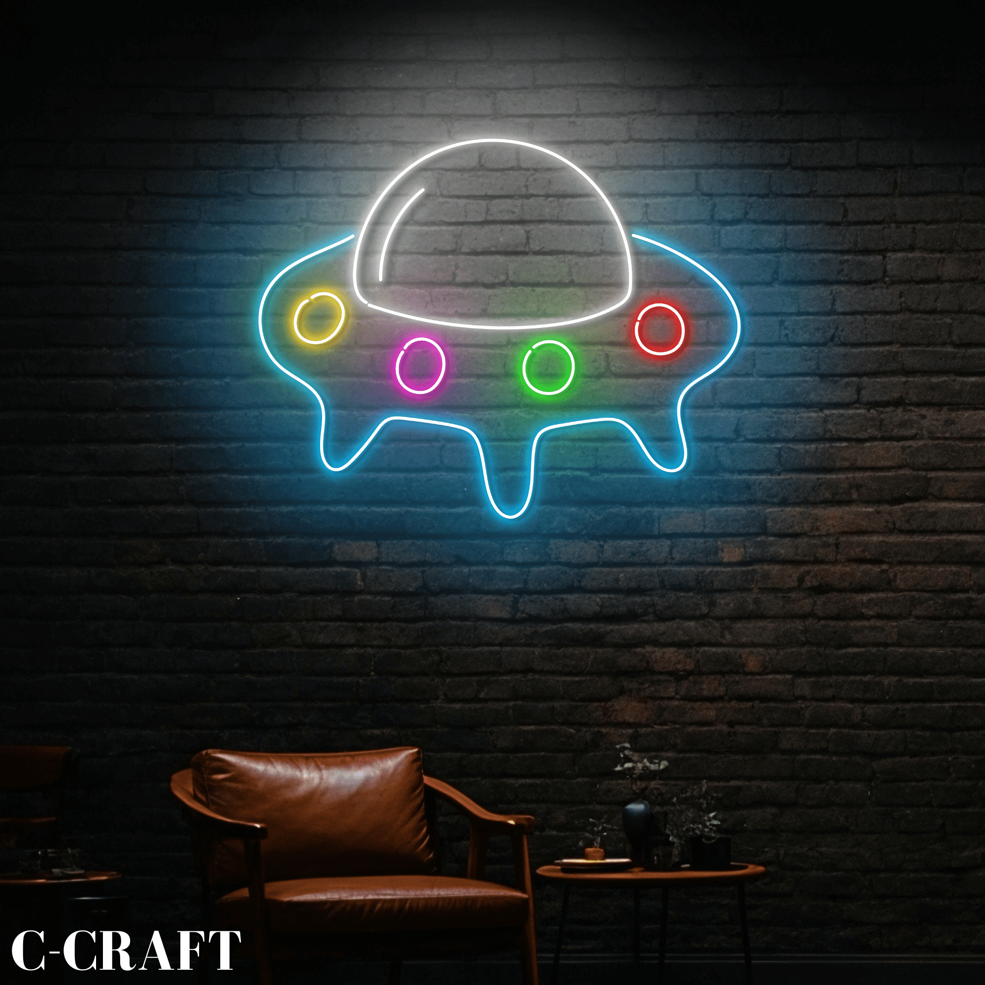 C-CRAFT UFO Spaceship Wall Art Led Light Neon Sign For Kid Room Decor ...