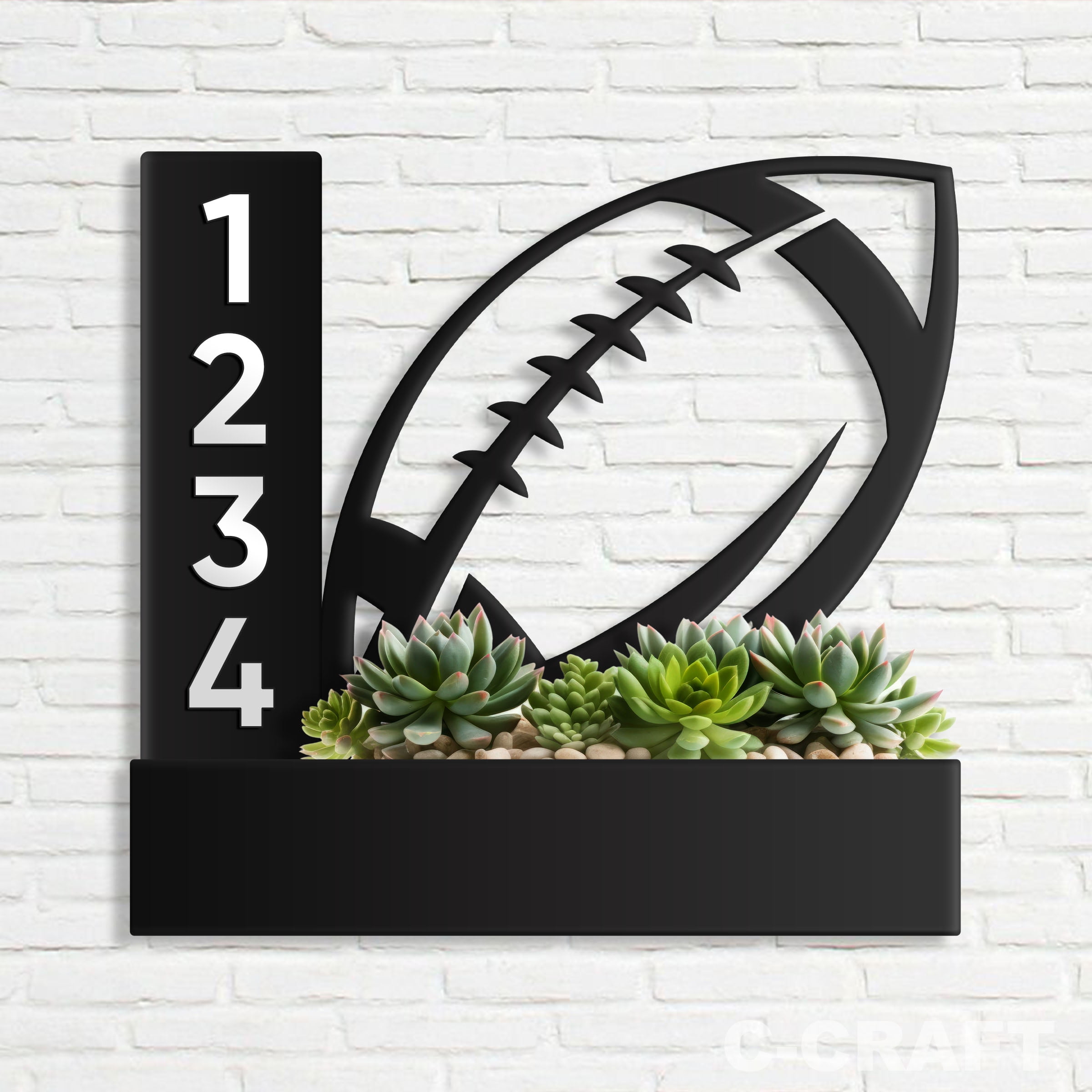 C-CRAFT US Football 14 Inch Modern Metal Address Sign Planter Box for ...