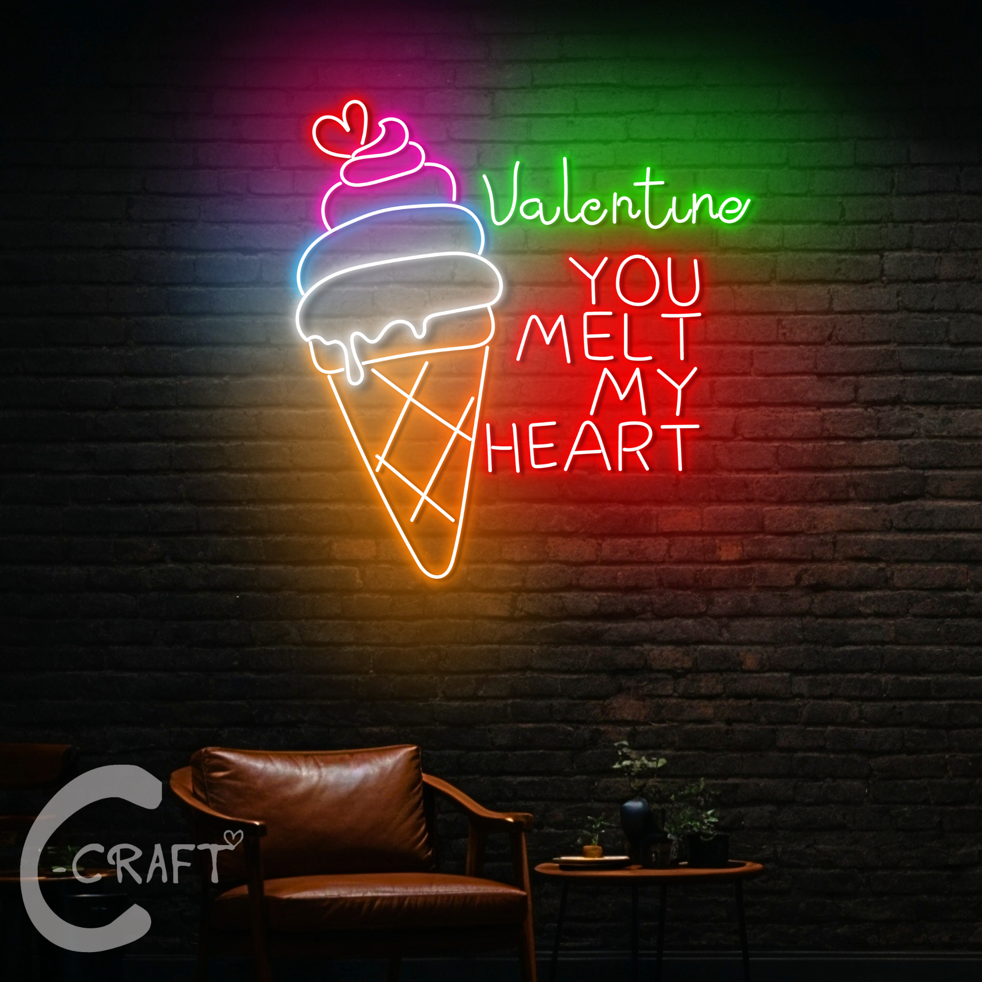 C-CRAFT Valentine You Melt My Heart Neon Led Light Sign 23 inch for Ice ...
