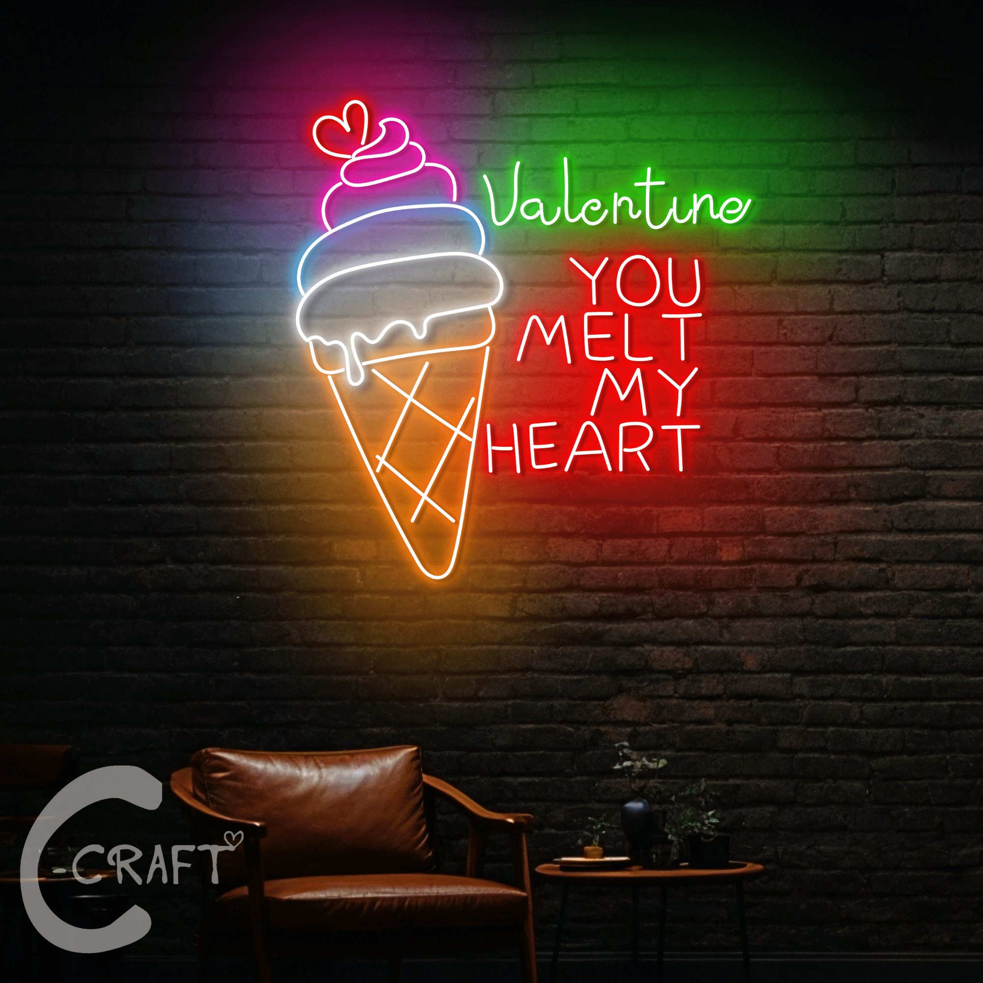 C-CRAFT Valentine You Melt My Heart Neon Led Light Sign 35 inch for Ice ...