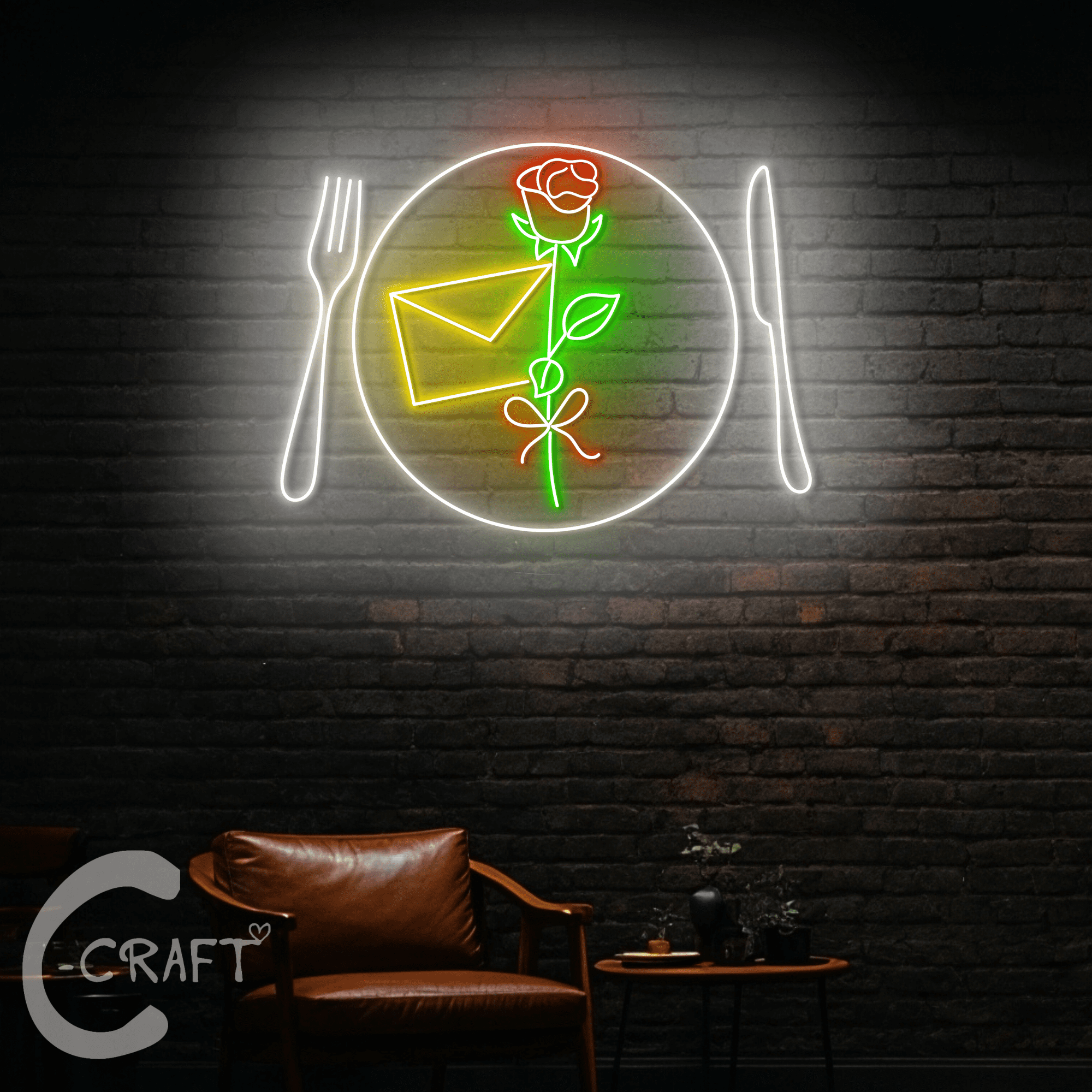 C-CRAFT Valentines Dinner Neon Led Light Up 35 inch for Restaurant Wall ...