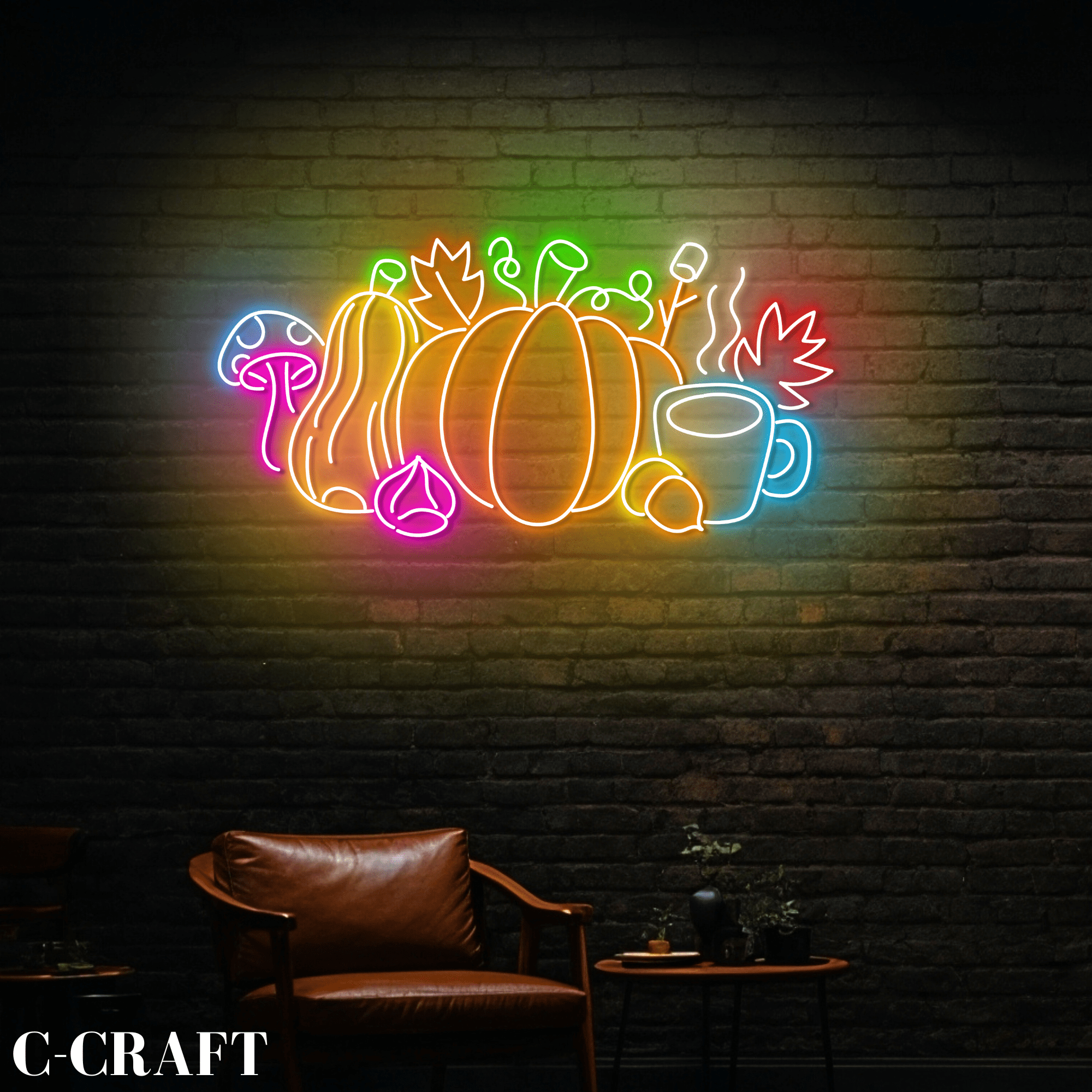 C-CRAFT Vegetables Thanksgiving Neon Sign LED Light Acrylic Wall ...