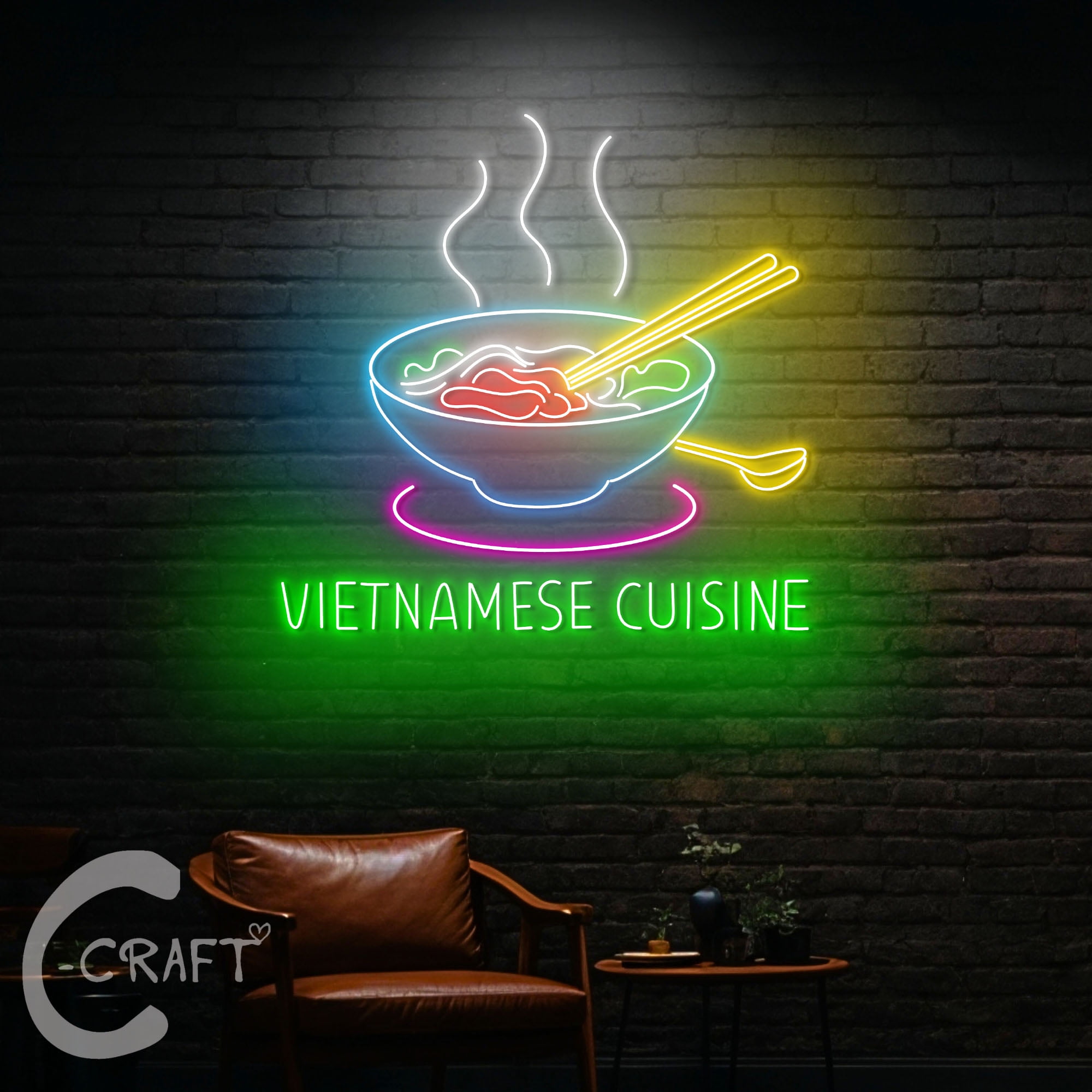 C-CRAFT Vietnamese Cuisine Neon Led Light Up 27 inch for Vietnamese ...