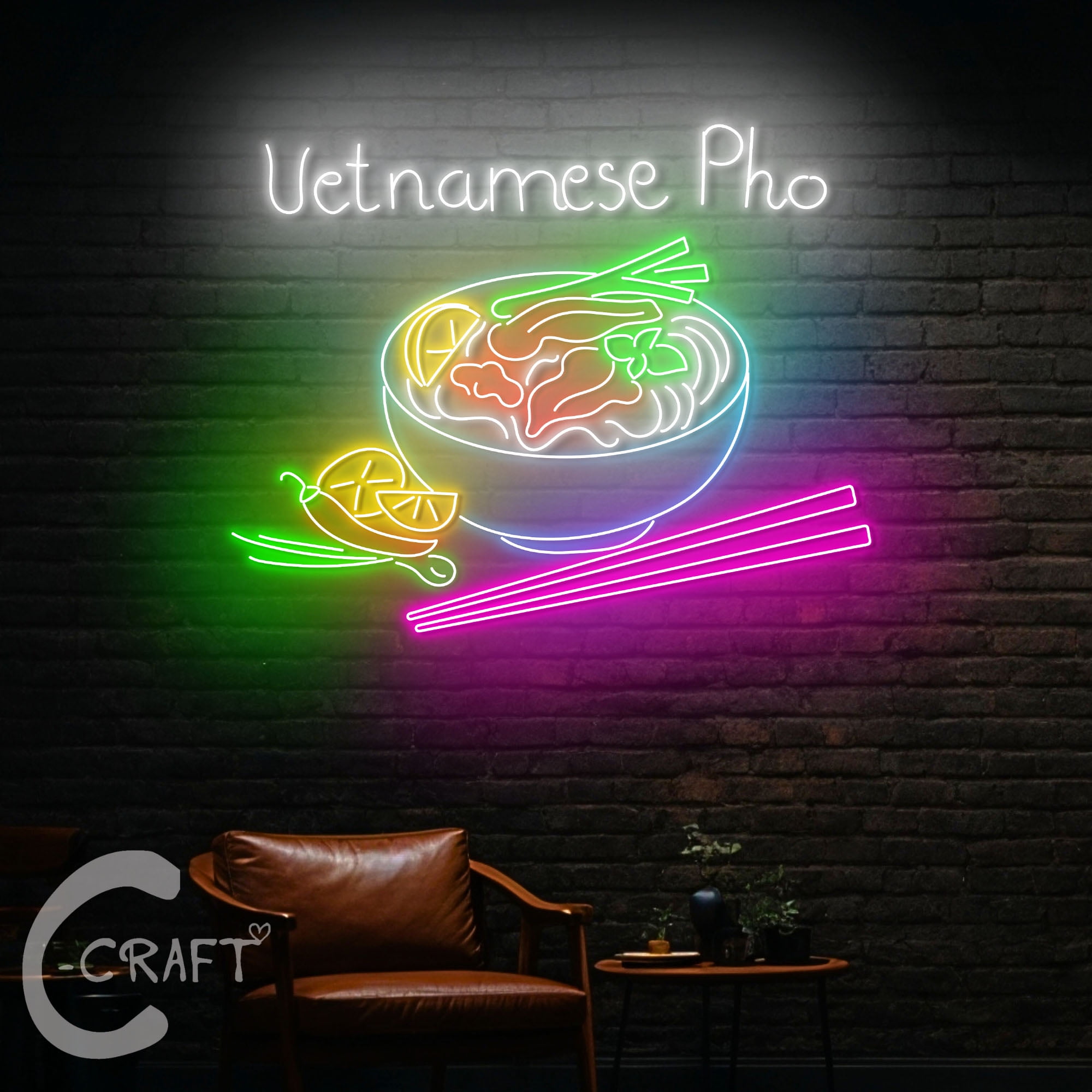 C-CRAFT Vietnamese Pho Neon Led Light Up 23 inch for Pho Restaurant ...