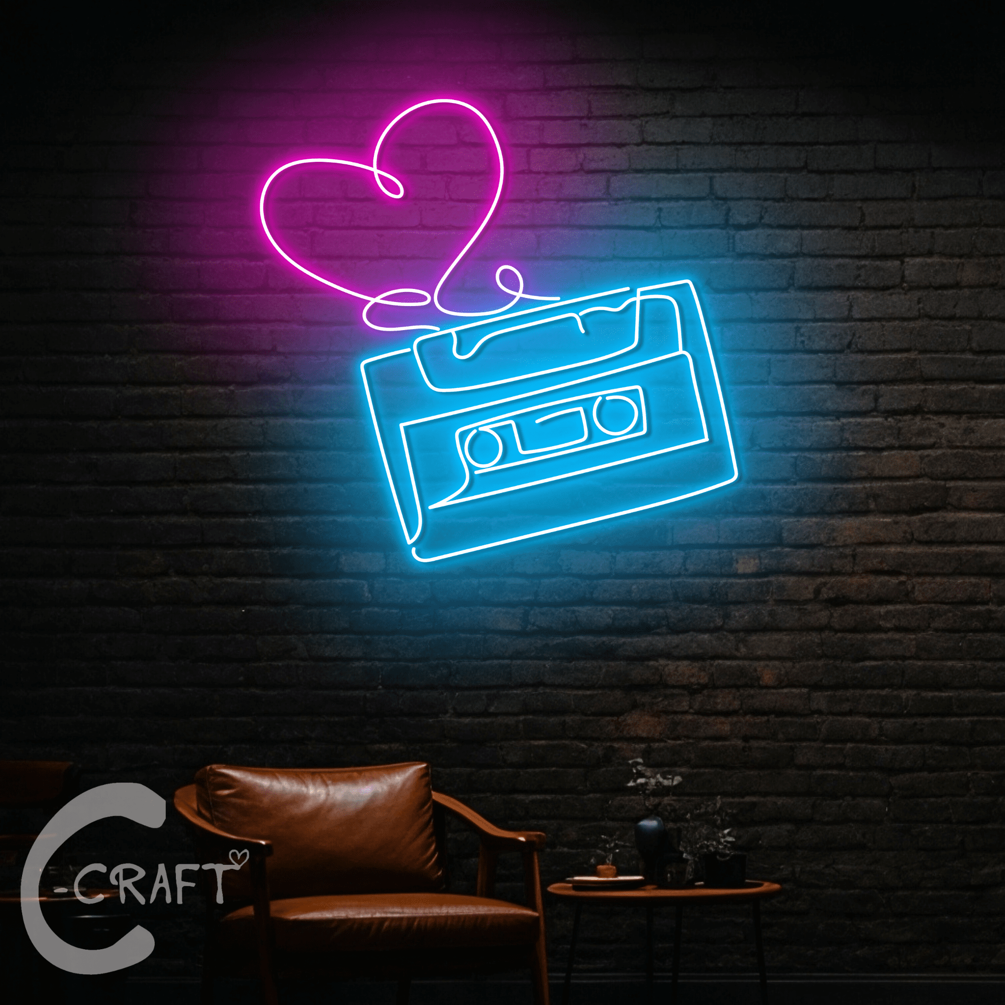 C-CRAFT Vintage Cassette Tape Neon Sign LED Light 33 inch for Retro ...